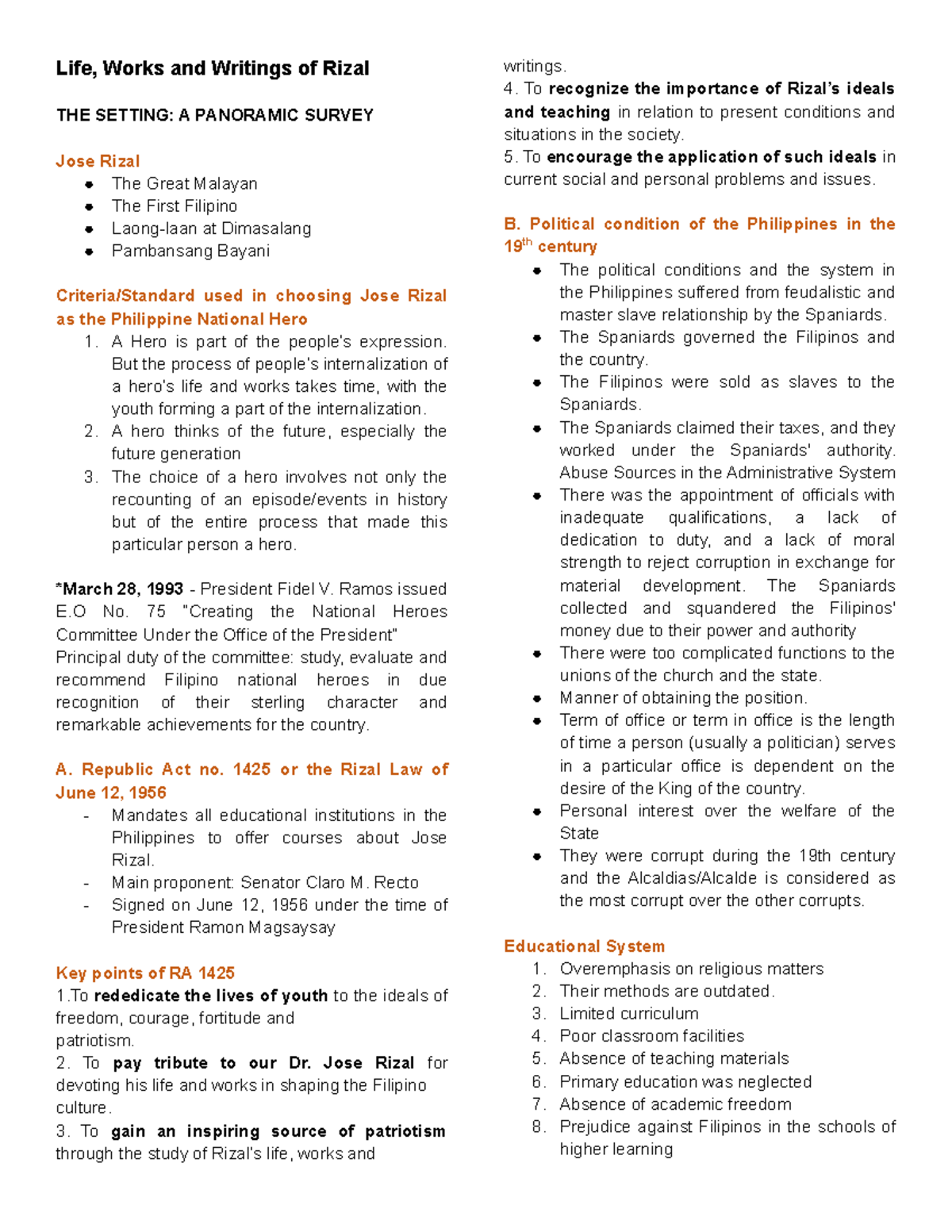 Jose Rizal - Life, Works and Writings of Rizal THE SETTING: A PANORAMIC ...