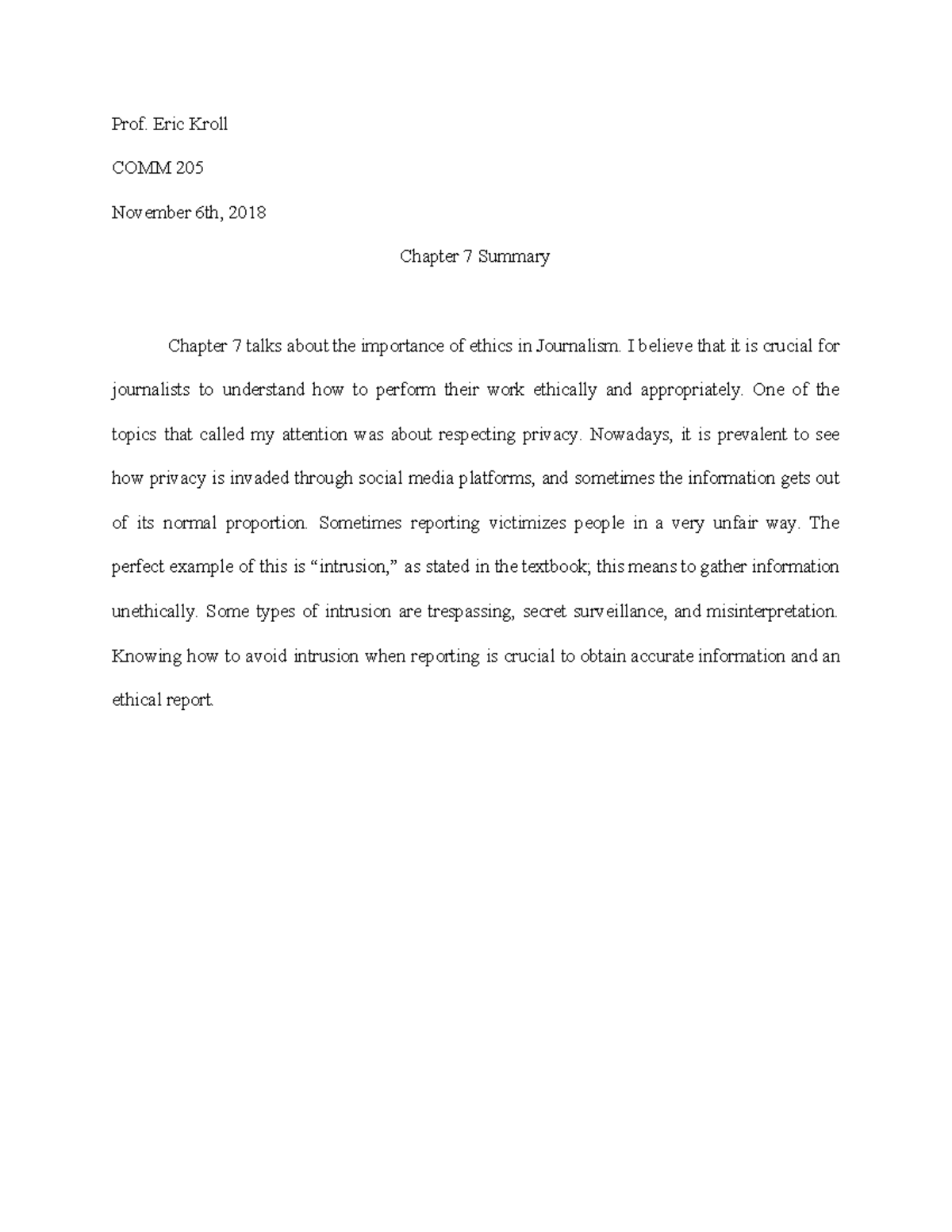 Chapter 7 summary - Inside Reporting - Prof. Eric Kroll COMM 205 ...