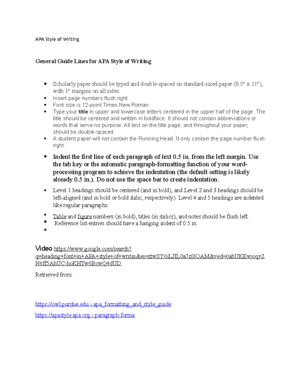 APA Style Of Writing - APA Style of Writing General Guide Lines for APA ...