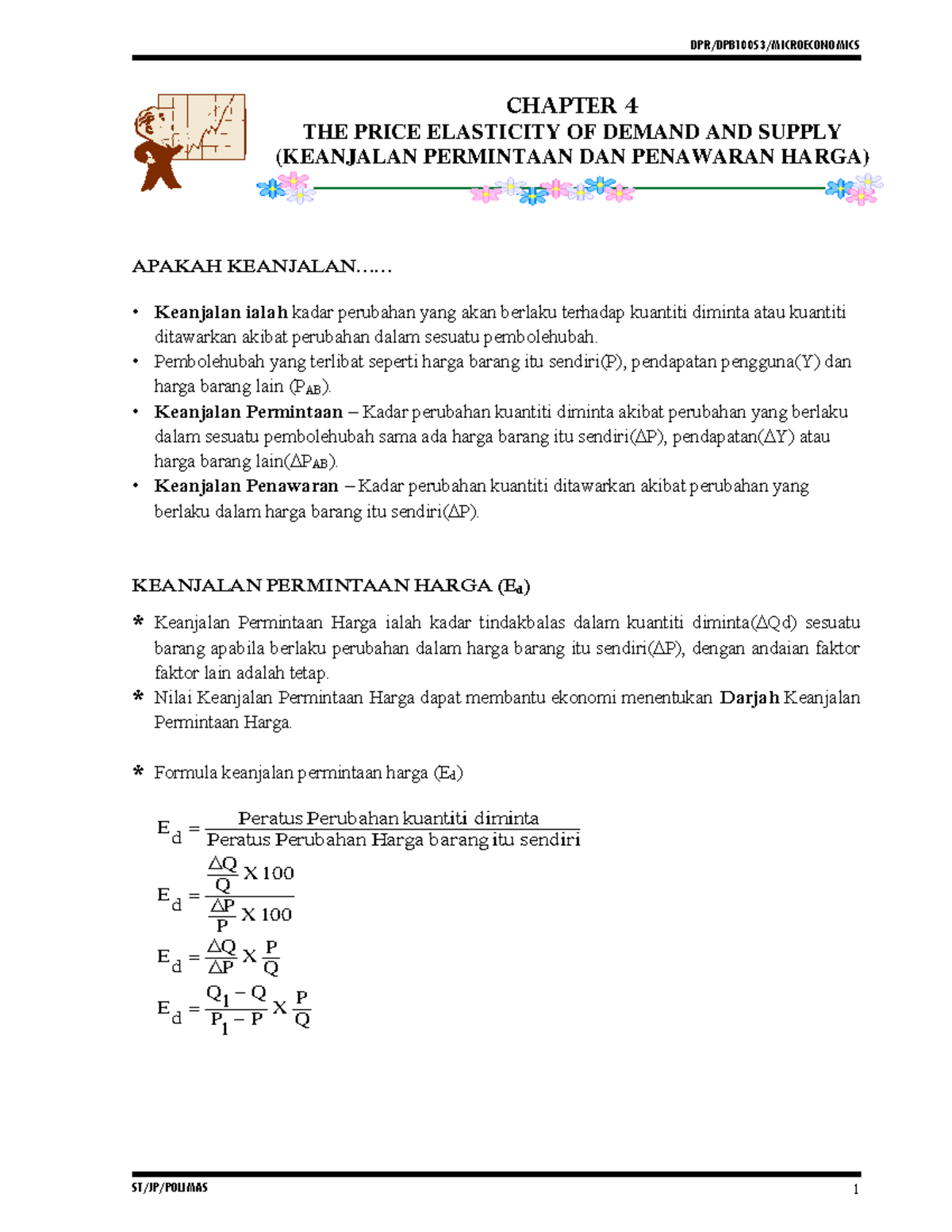 Topik 4 - Chapter 4 THE PRICE ELASTICITY OF DEMAND AND SUPPLY ...