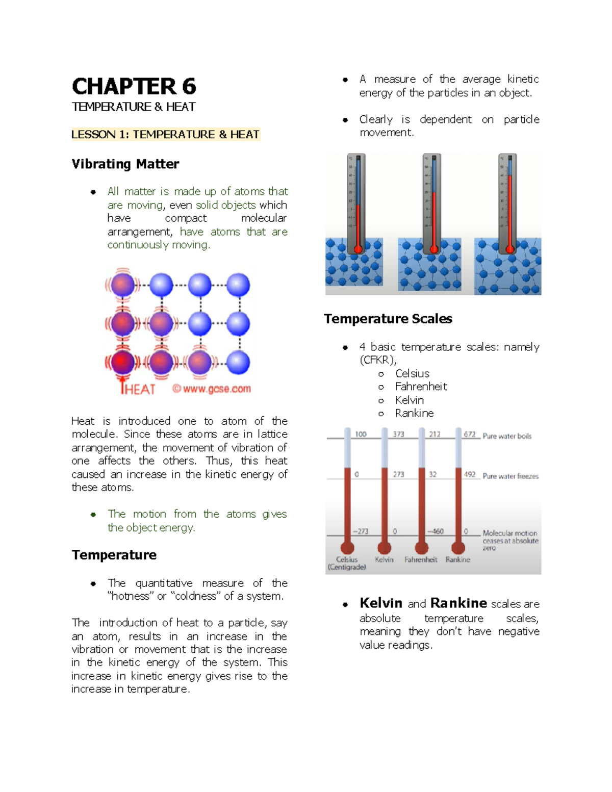 PHYS 42 - Chapter 6 - CHAPTER 6 TEMPERATURE & HEAT LESSON 1 ...