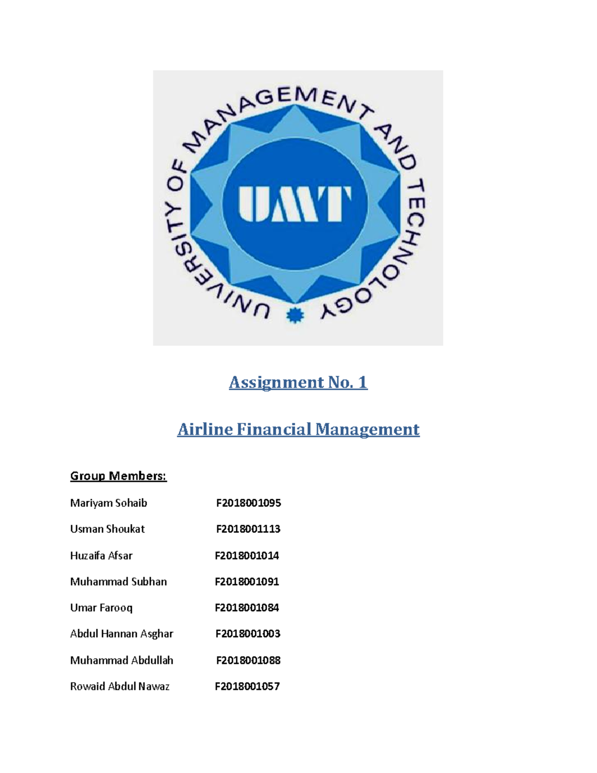 Assignment 1 AFM - Helpful for finance students - Airline Financial ...