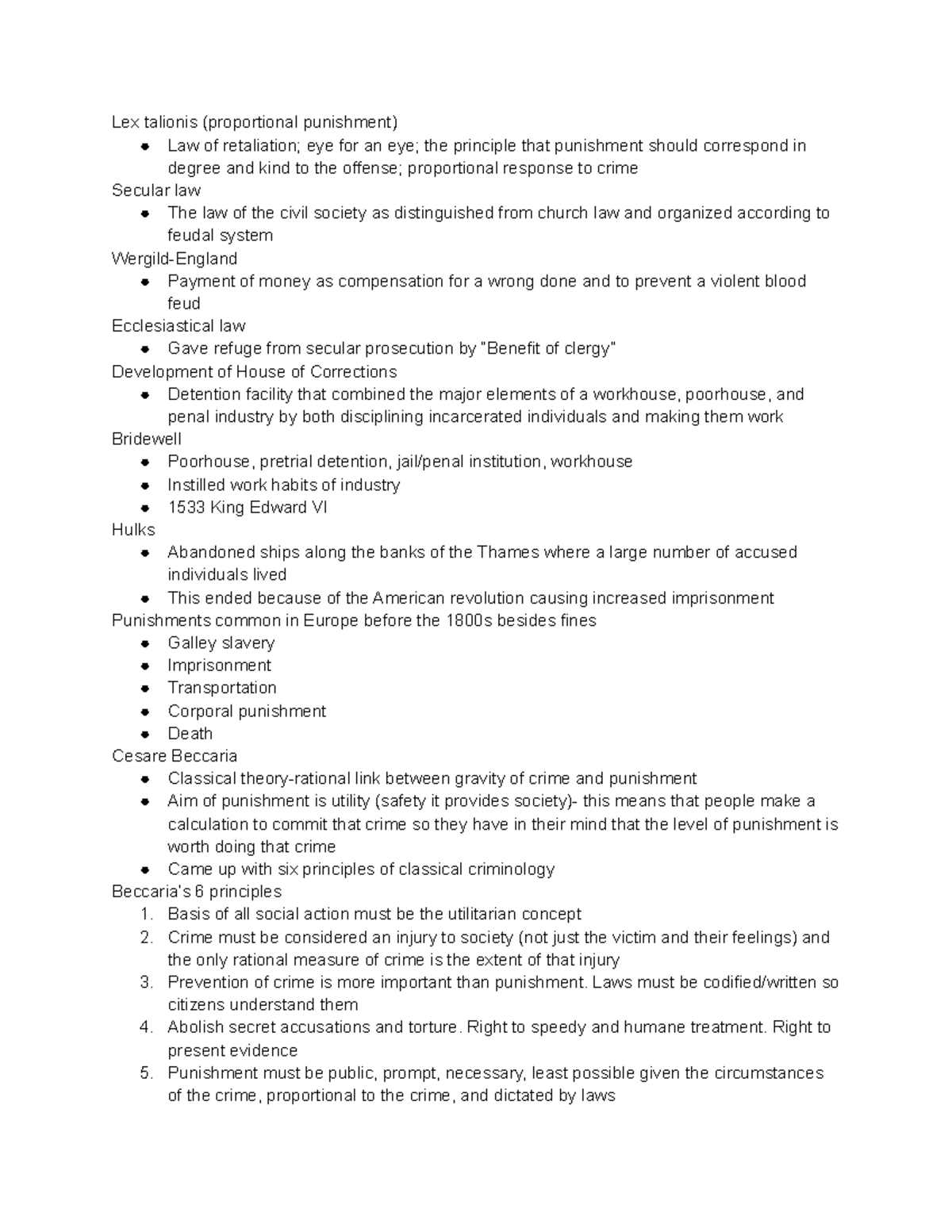 SOCI 146 Final Notes - Lex talionis (proportional punishment) Law of ...
