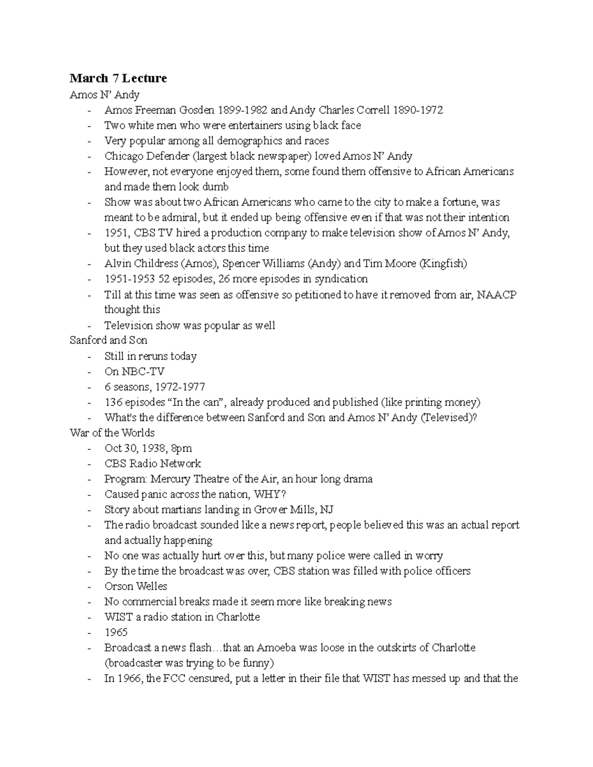 COM 250- March 7 Lecture - March 7 Lecture Amos N’ Andy - Amos Freeman ...