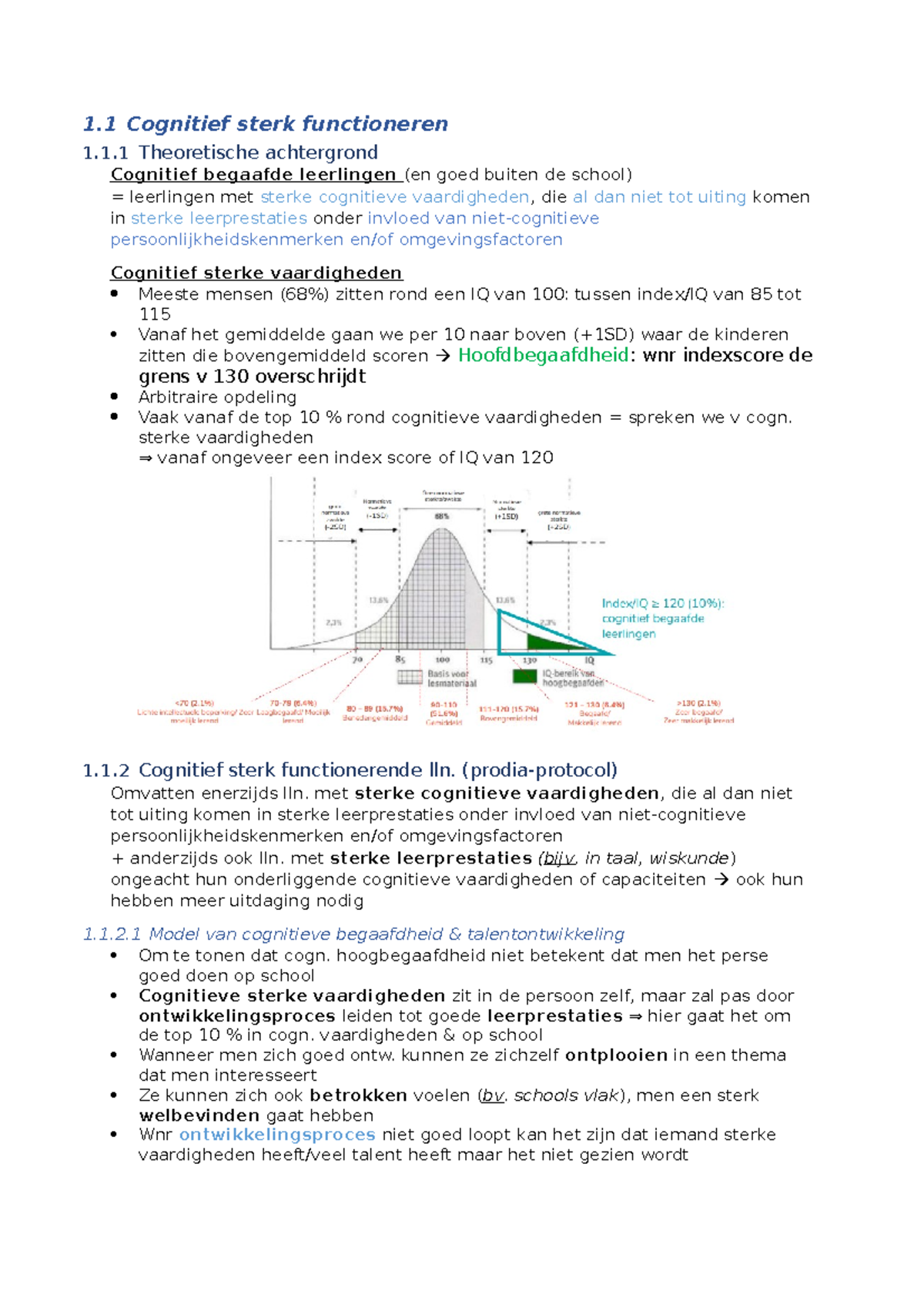 Cognitief sterk functioneren - 1 Theoretische achtergrond Cognitief ...