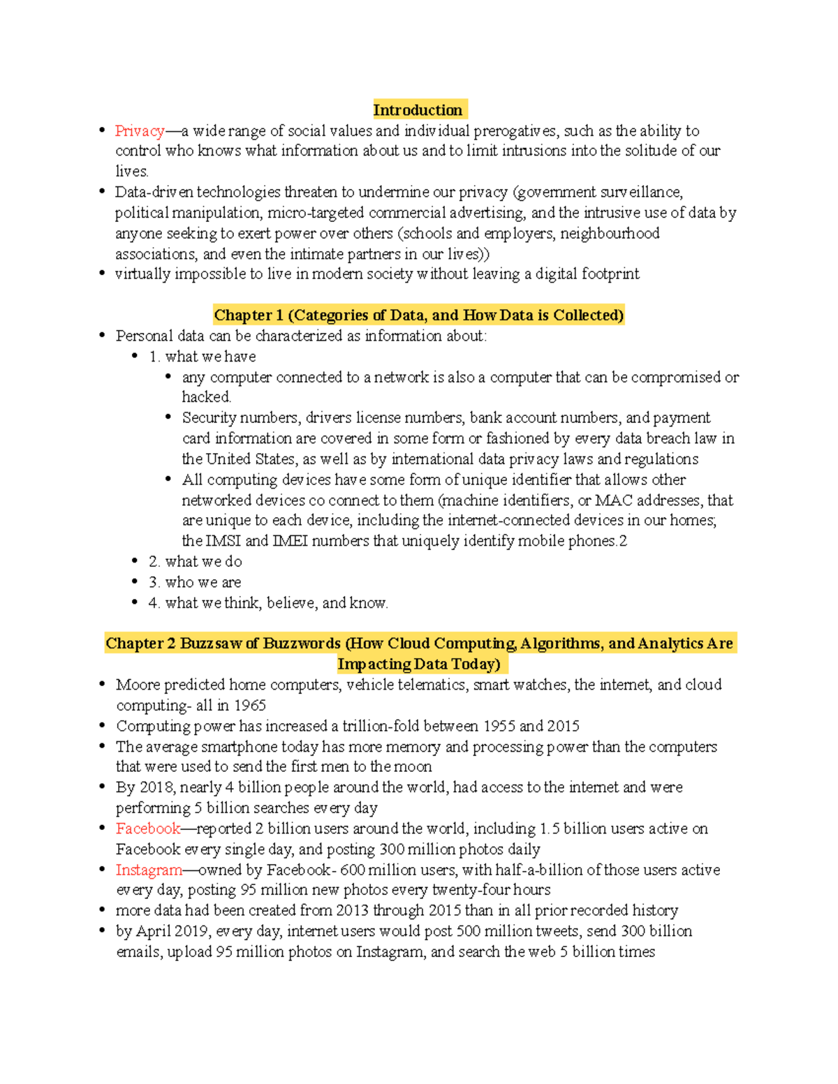 Cyber Privacy (Book Notes) - Introduction • Privacy—a wide range of ...