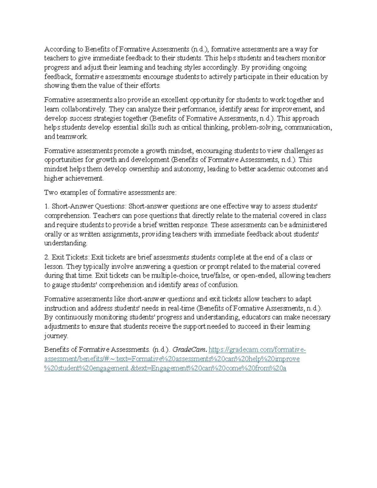 ELM-210 Topic 3 DQ 2 - Discussion Question - According to Benefits of ...