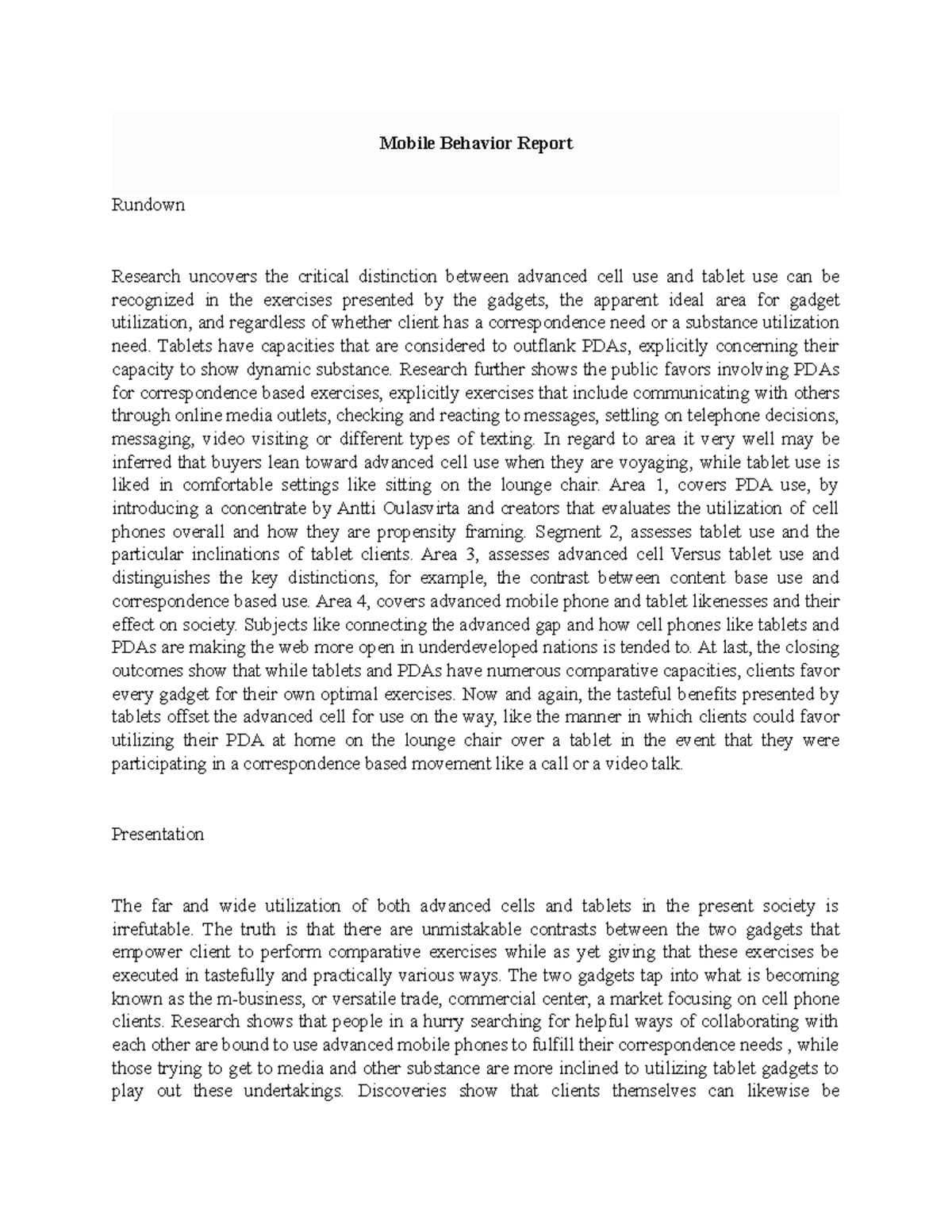 Mobile Behavior Report - Mobile Behavior Report Rundown Research ...