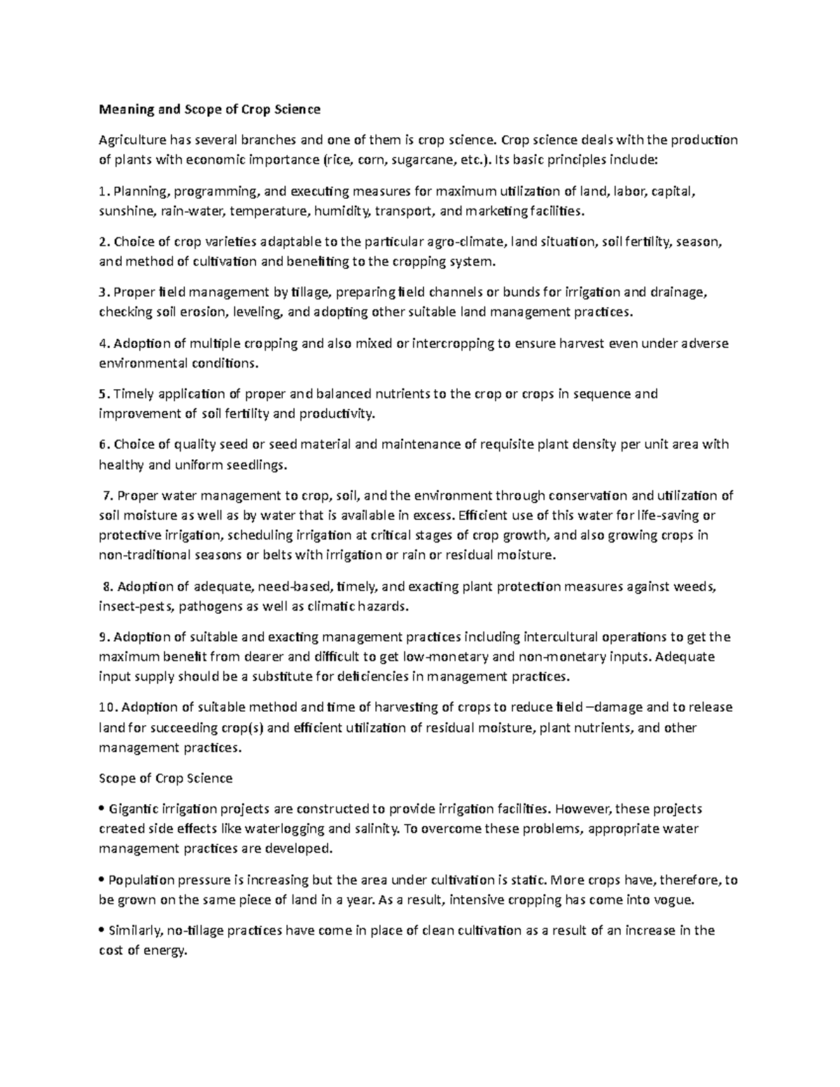 Meaning and Scope of Crop Science - Meaning and Scope of Crop Science ...