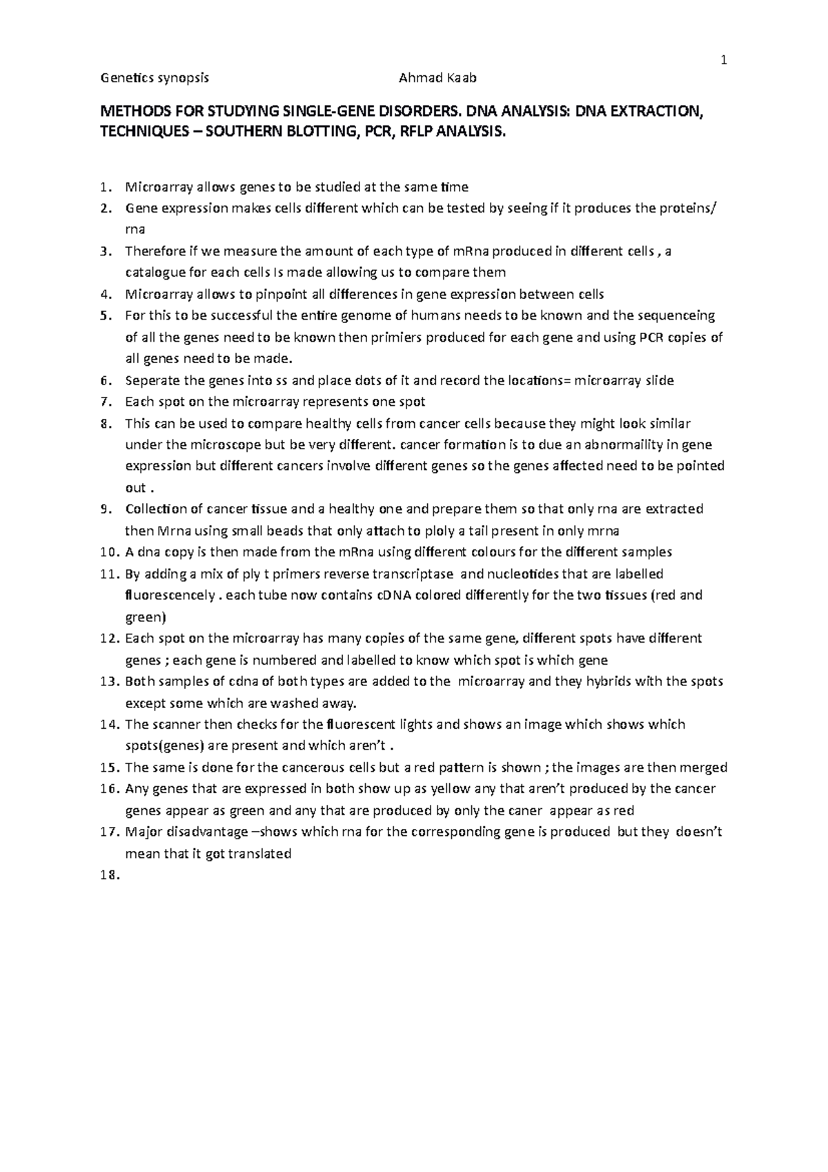 Genetics Latest - Genetics synopsis Ahmad Kaab METHODS FOR STUDYING ...