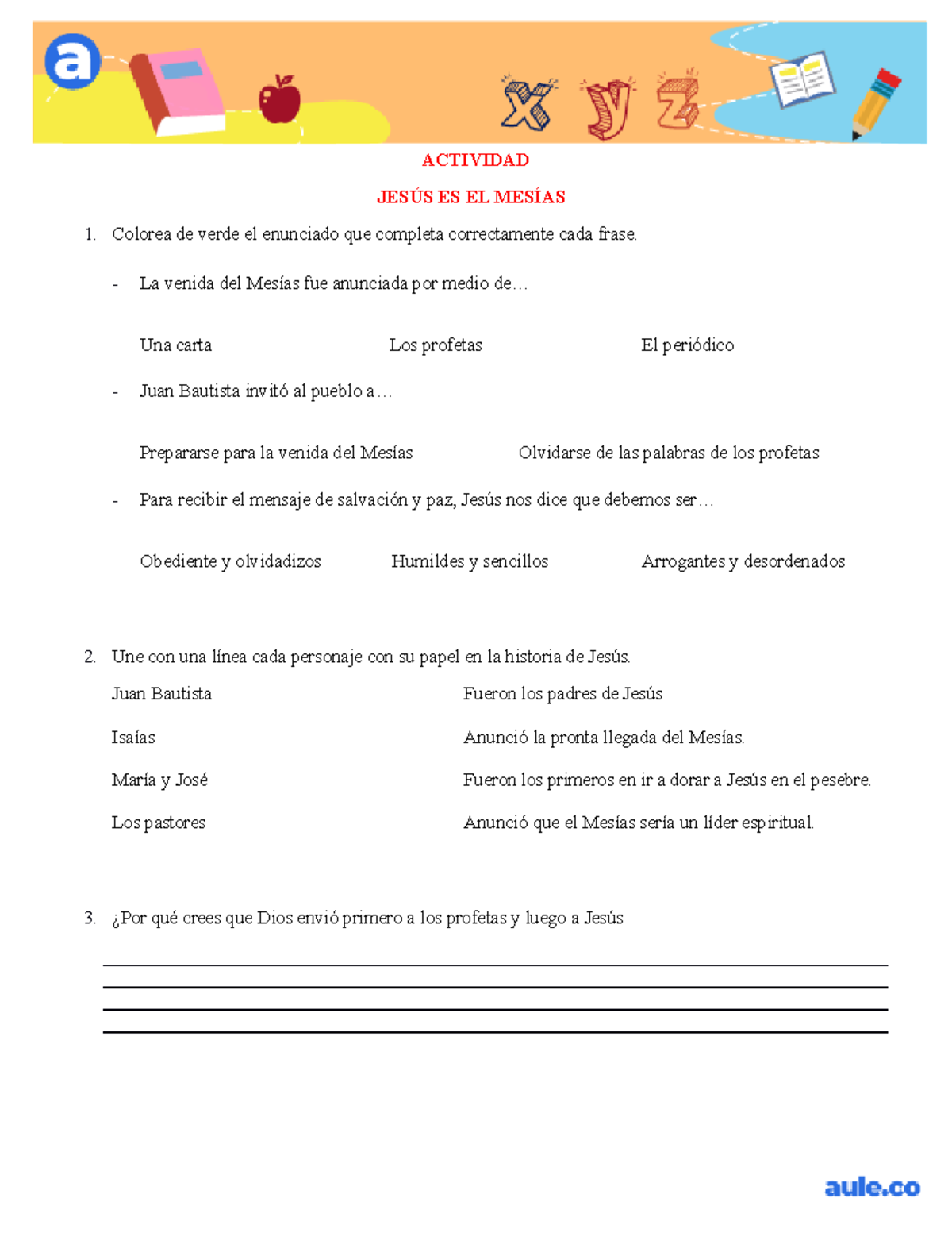 Tarea 1 Jesus es el Mesias - ACTIVIDAD JESÚS ES EL MESÍAS Colorea de ...