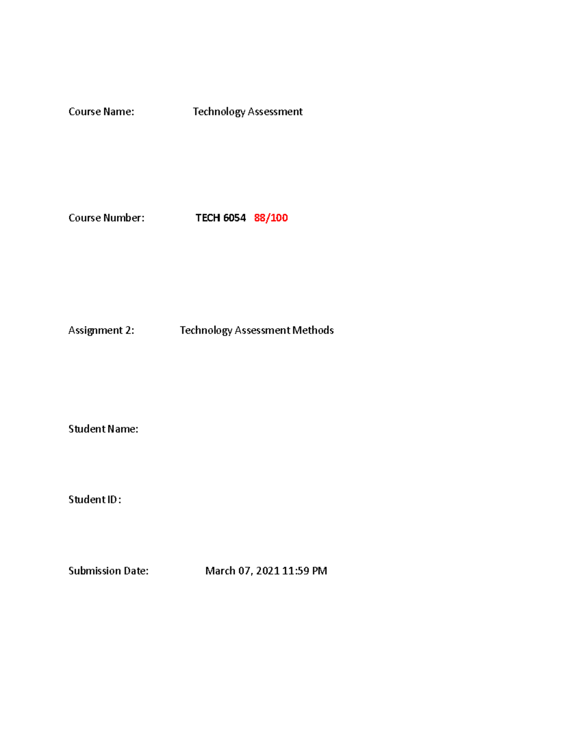 Stud Docui Assignment 2 TECH 6054 Technology Assessment Methods (1 ...