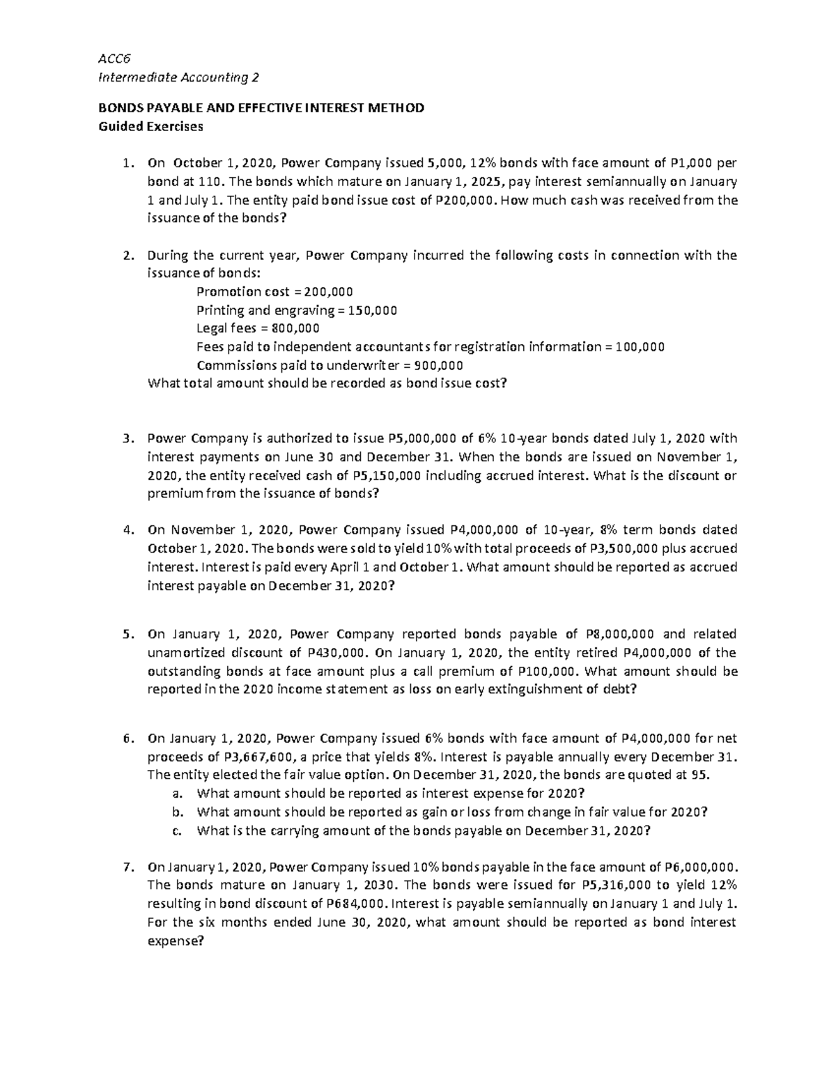 Guided Exercises 3 - Bonds Payable and Effective Interest Method - ACC ...