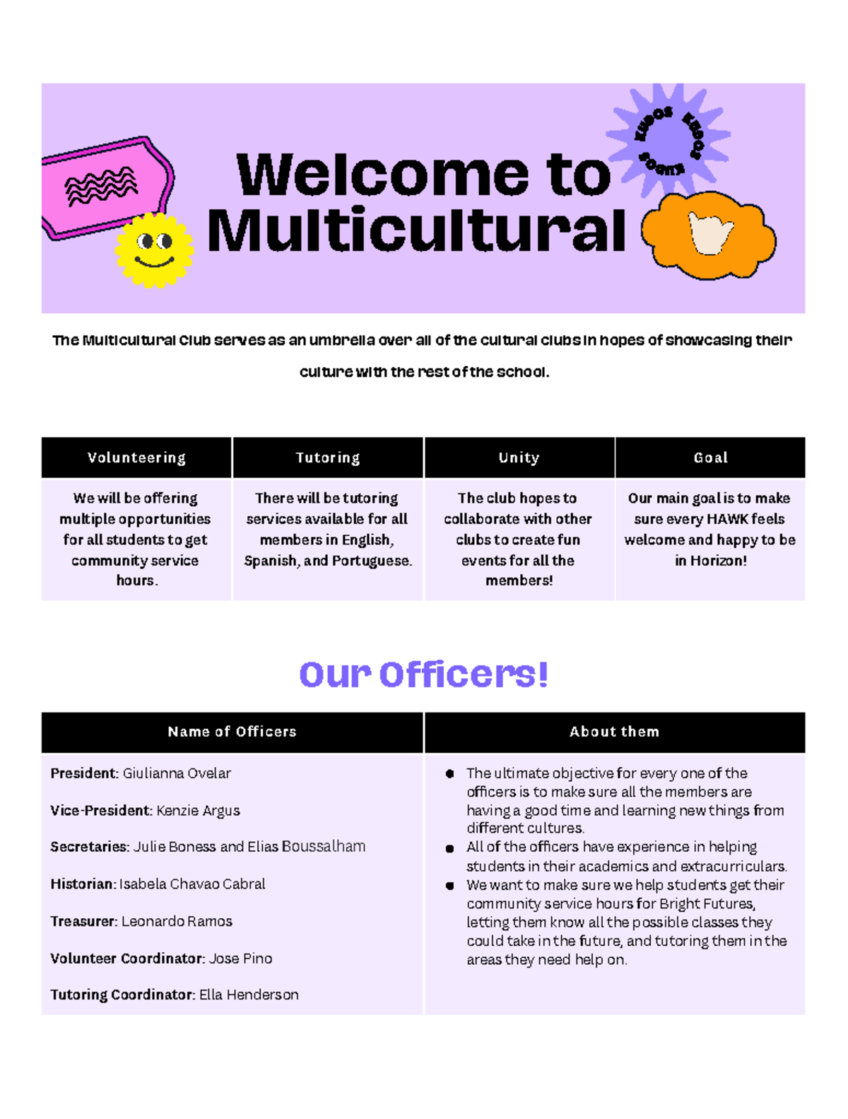 Multicultural Flyer - Its an assigment - The Multicultural Club serves ...