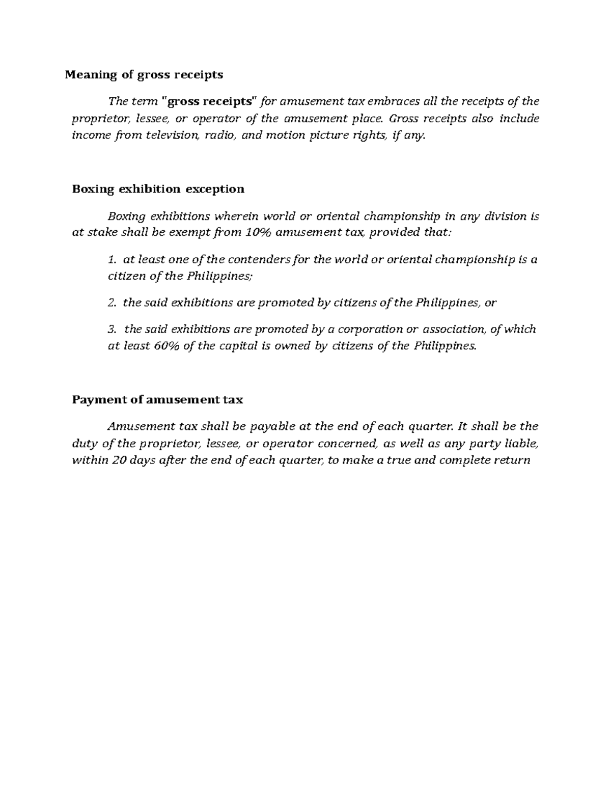 Meaning of gross receipts - Gross receipts also include income from ...