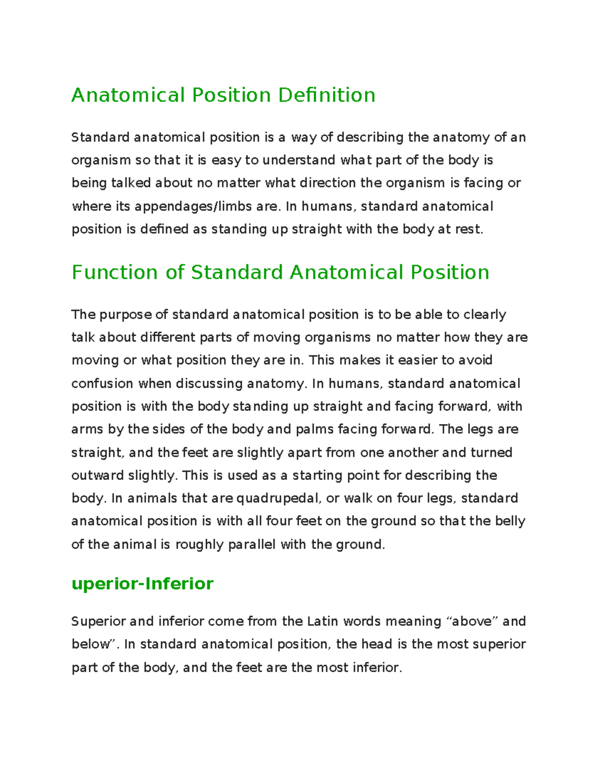 Anatomical Position Definition - Anatomical Position Definition ...