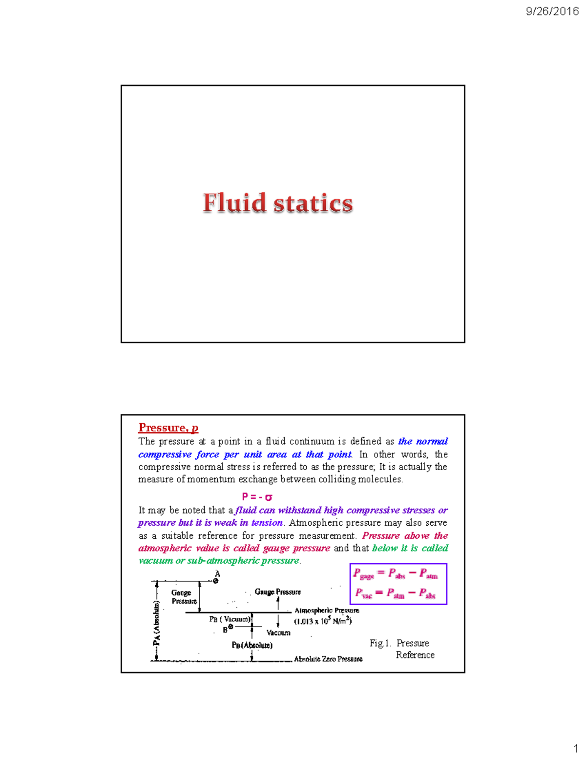 Fluid Statics Priom Lecture Notes Lecture 1 Warning Popup Annotation Has A Missing Or