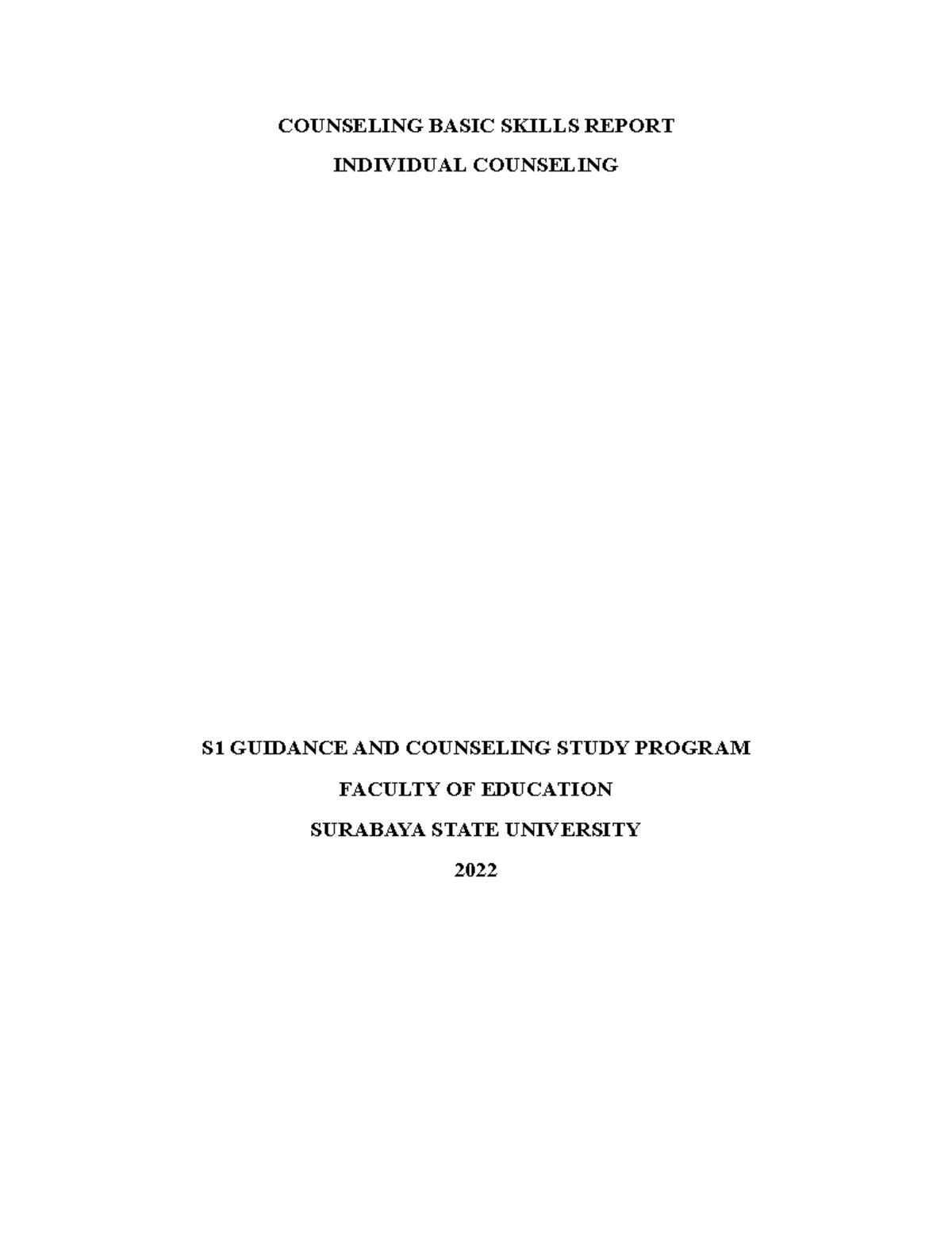 Counseling Basic Skills Report - COUNSELING BASIC SKILLS REPORT ...