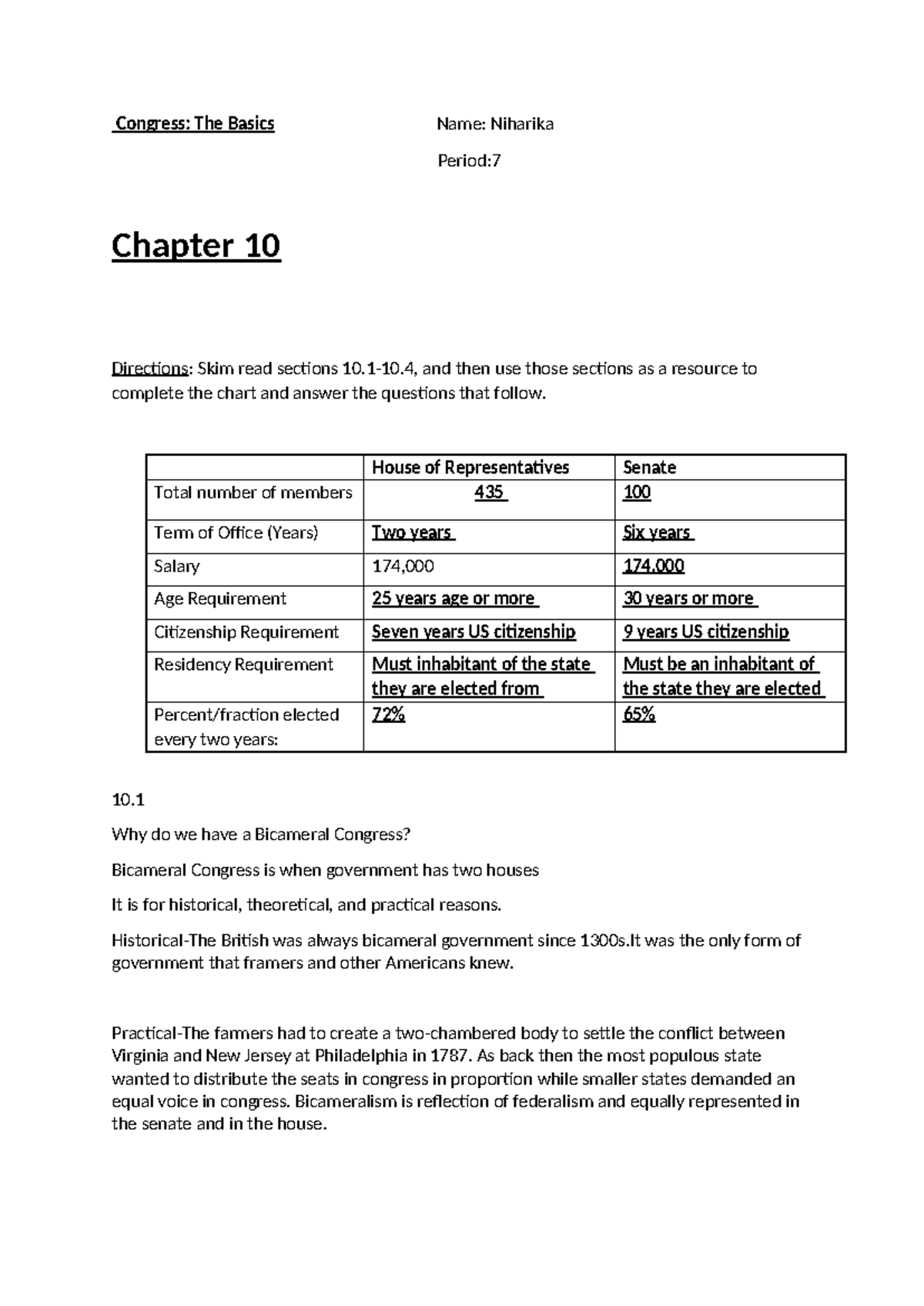 Congress The Basics - textbook notes from the Magruder's american ...