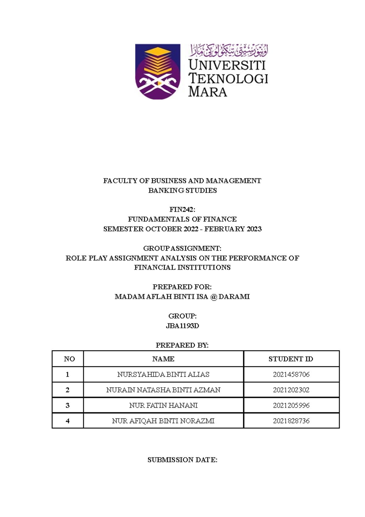 BANK Rakyat Assignment 242 - FACULTY OF BUSINESS AND MANAGEMENT BANKING ...