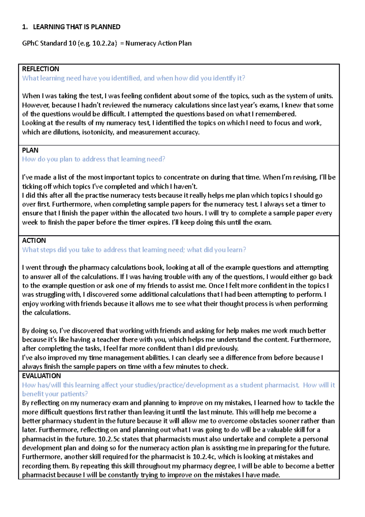 PY364 Numeracy Continued Professional Development - 1. LEARNING THAT IS ...