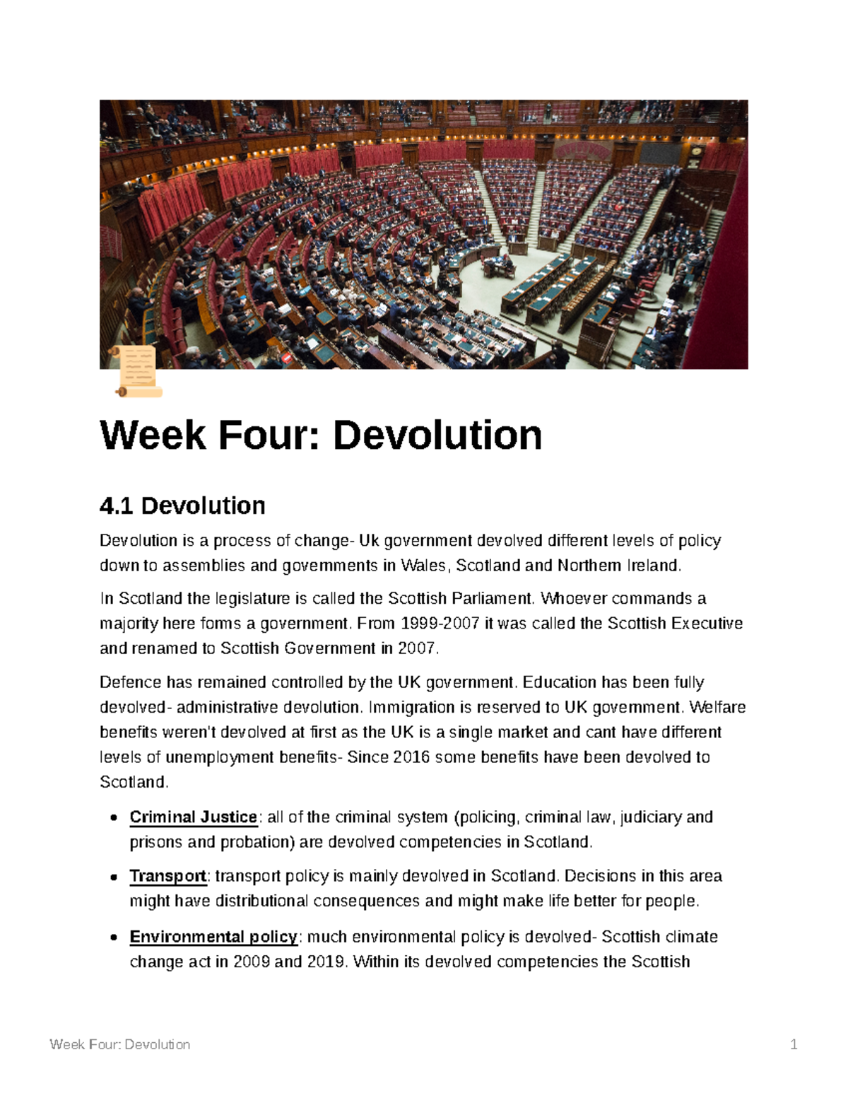 Week Four Devolution - Detailed notes on Understanding Social Policy ...