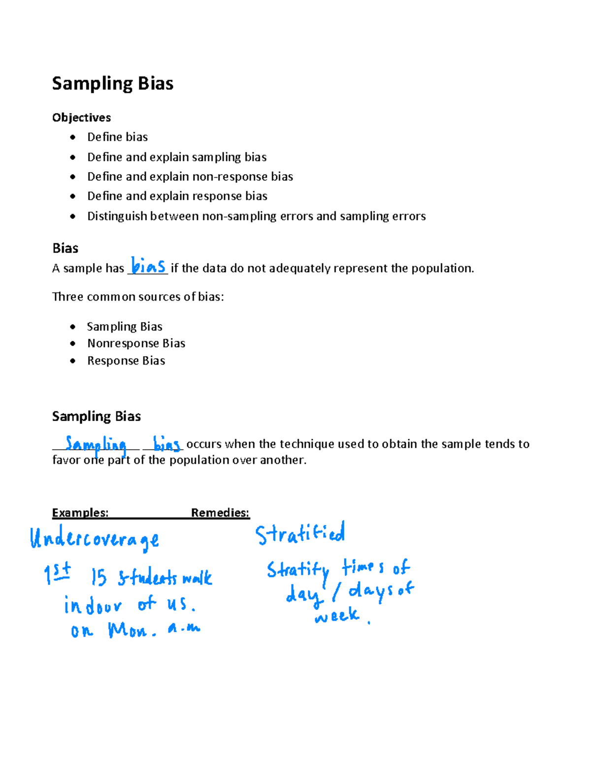 Sampling Bias - prof. lubbe - Sampling Bias Objectives - Define bias ...