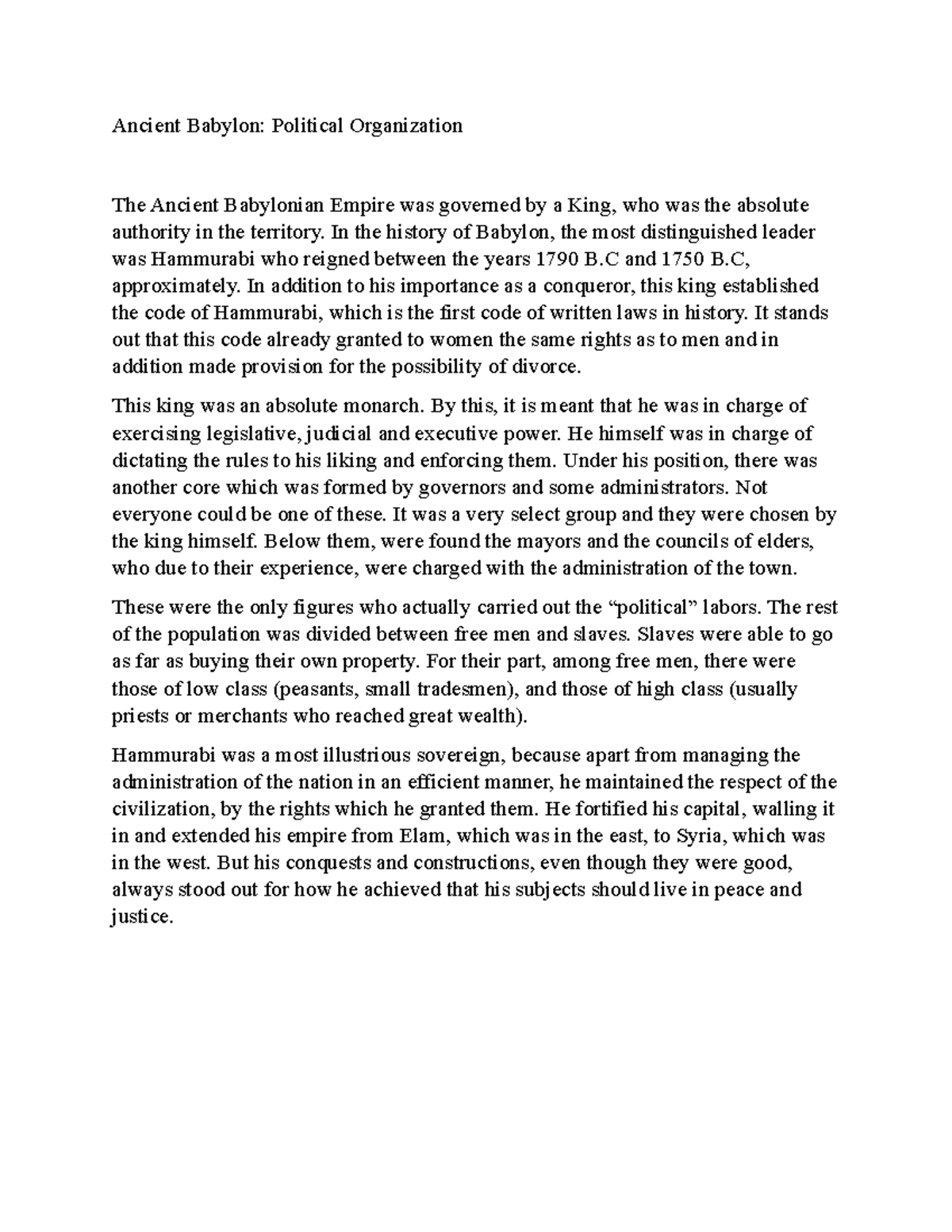 Ancient Babylon- Political Organization - In the history of Babylon ...