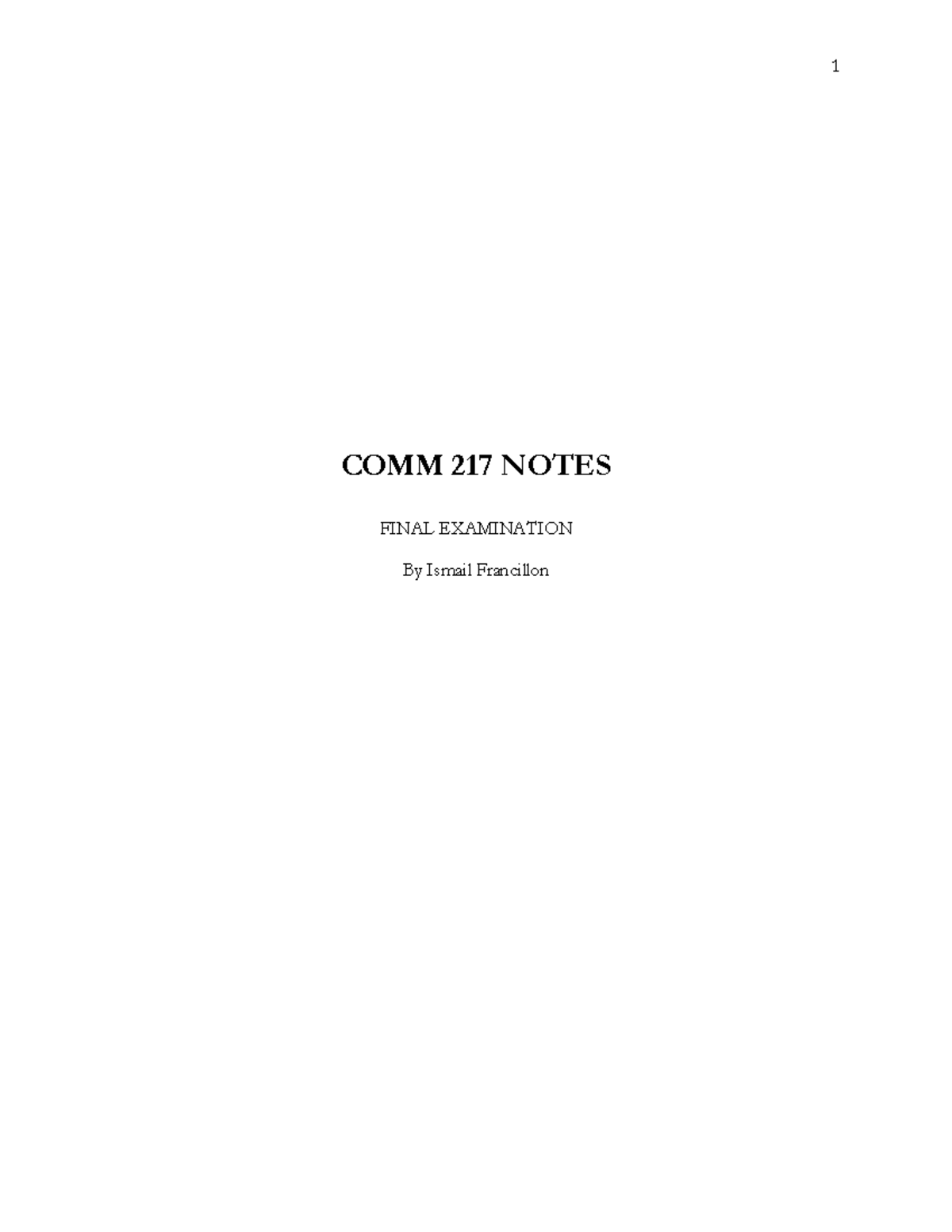 COMM217 Final EXAM Notes - COMM 217 - Concordia - Studocu