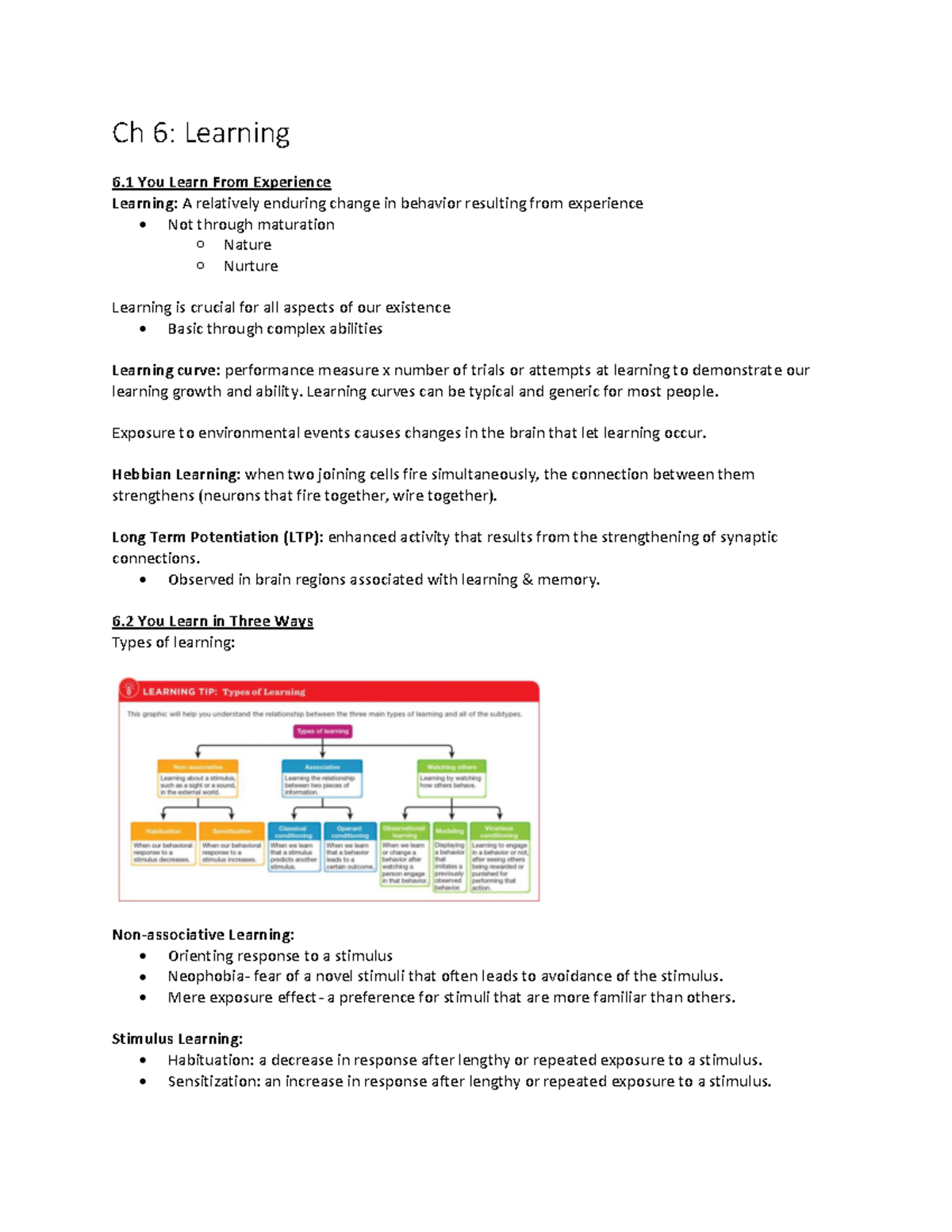 Psych. Learning - Ch 6: Learning 6 You Learn From Experience Learning ...