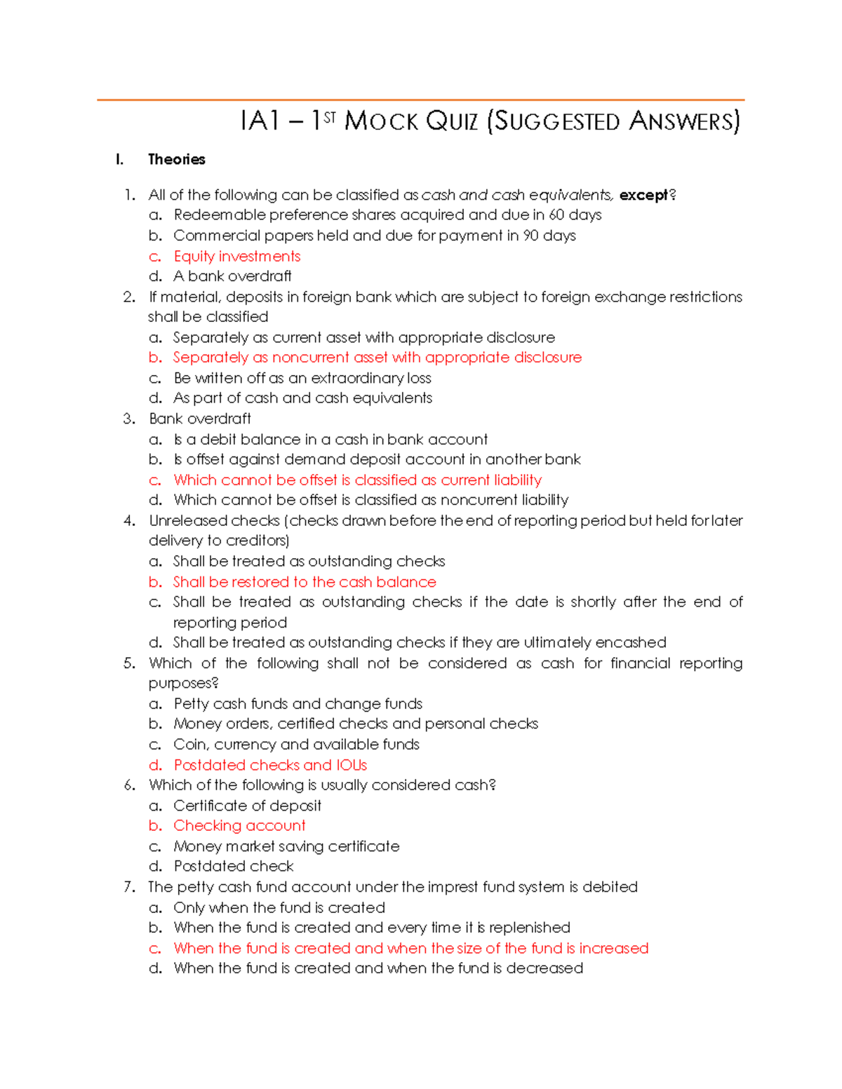 442567206 IA1 1st Mock Quiz With Suggested Answers - IA1 – 1 ST M OCK Q ...