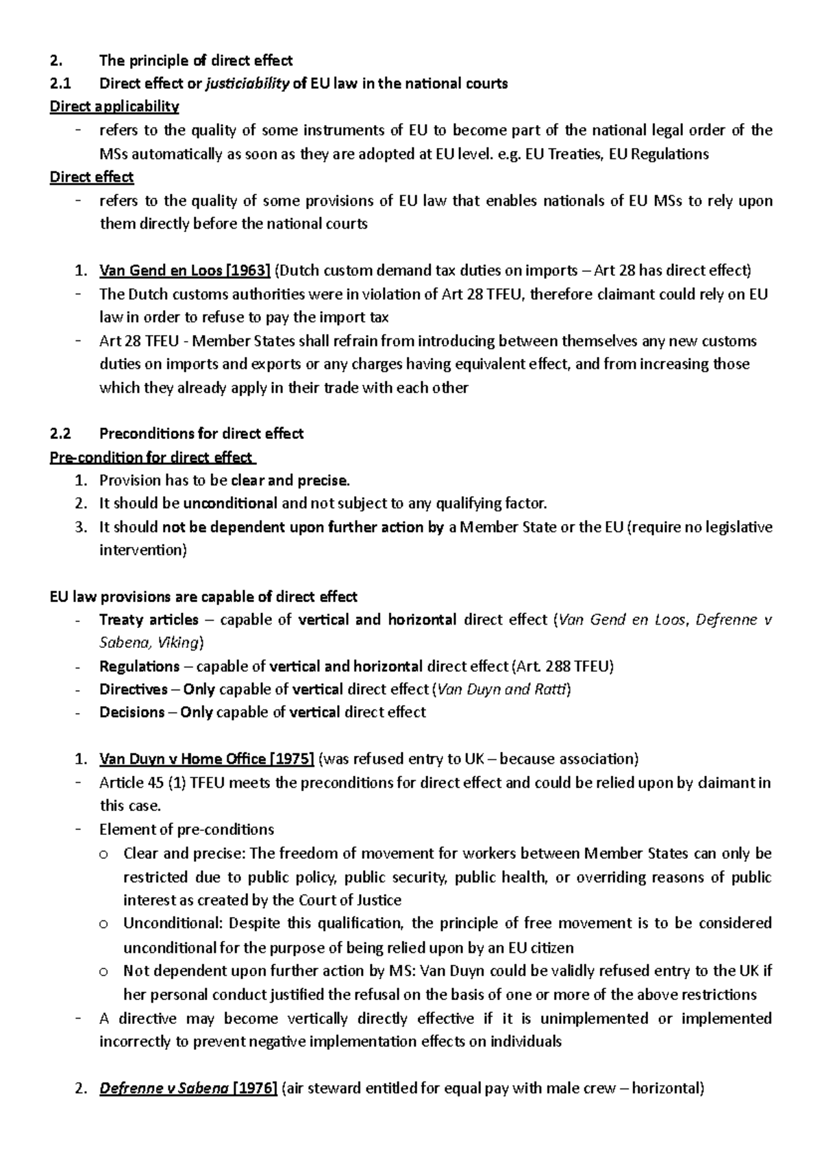 The principle of direct effect - 2. The principle of direct effect 2 ...
