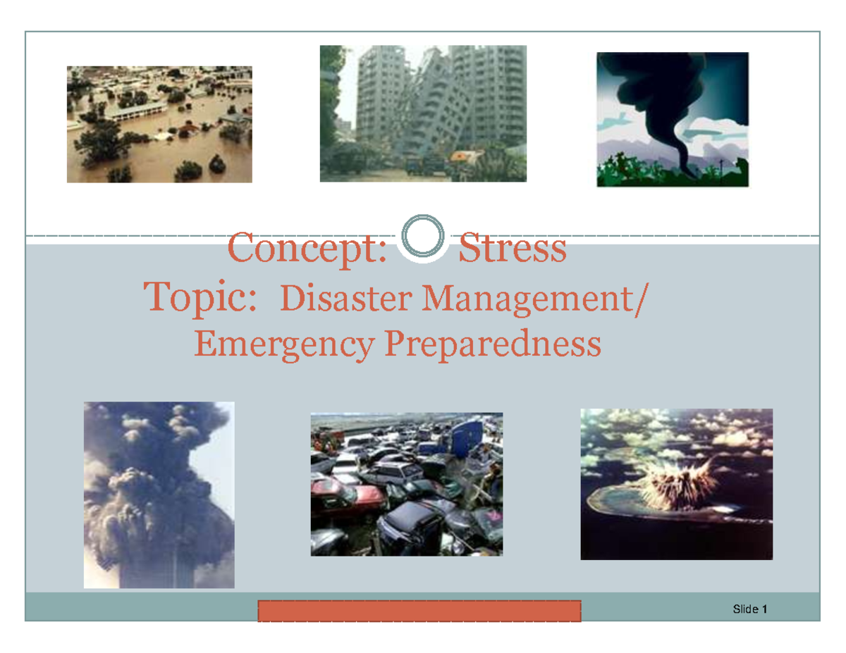 Disaster Management PPT - Concept: Stress Topic: Disaster Management ...