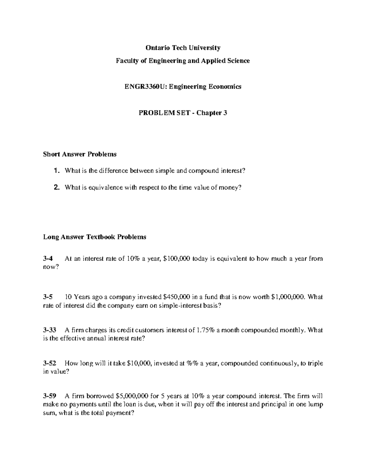 Problem Set Chapter 3 - Ontario Tech University Faculty of Engineering ...