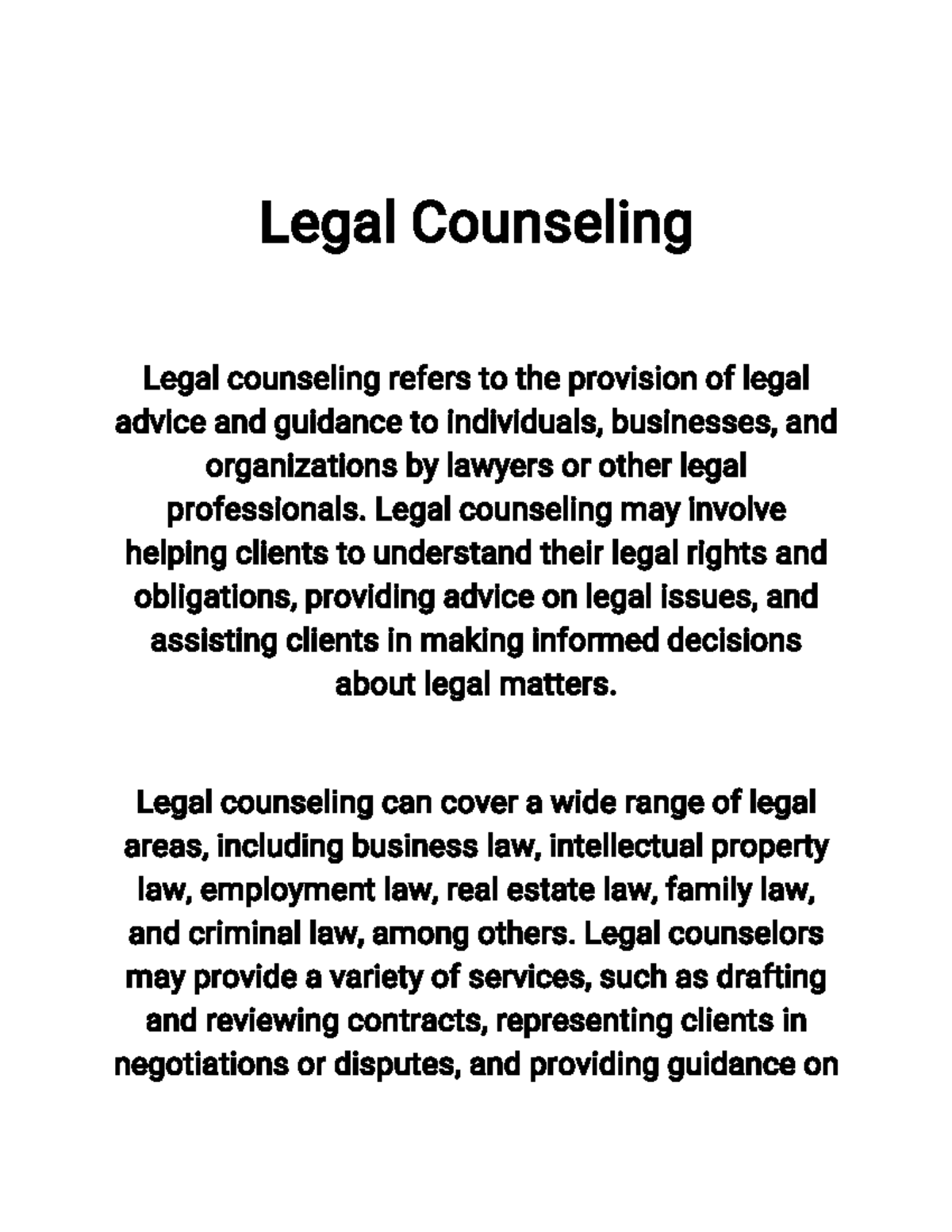 Legal Counseling Units 1 - Legal Counseling Legal counseling refers to ...