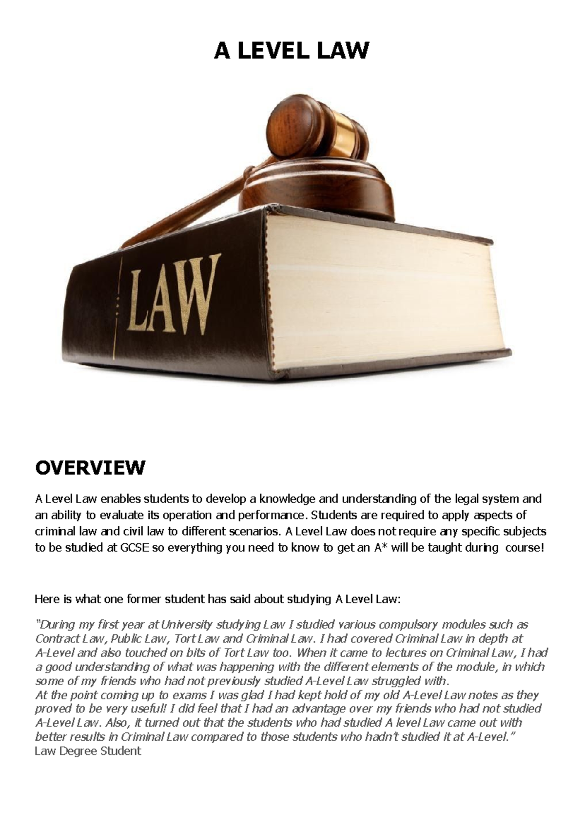 A-Level-Law - revison - A LEVEL LAW OVERVIEW A Level Law enables ...