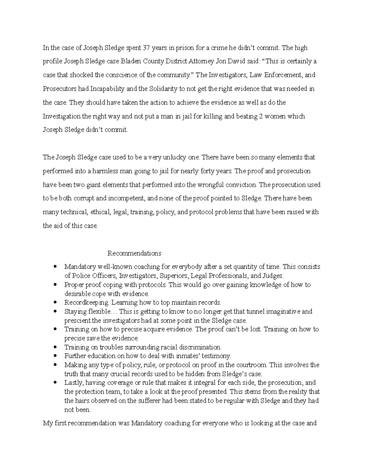 Discussion Thread Sledge case - In the case of Joseph Sledge spent 37 ...
