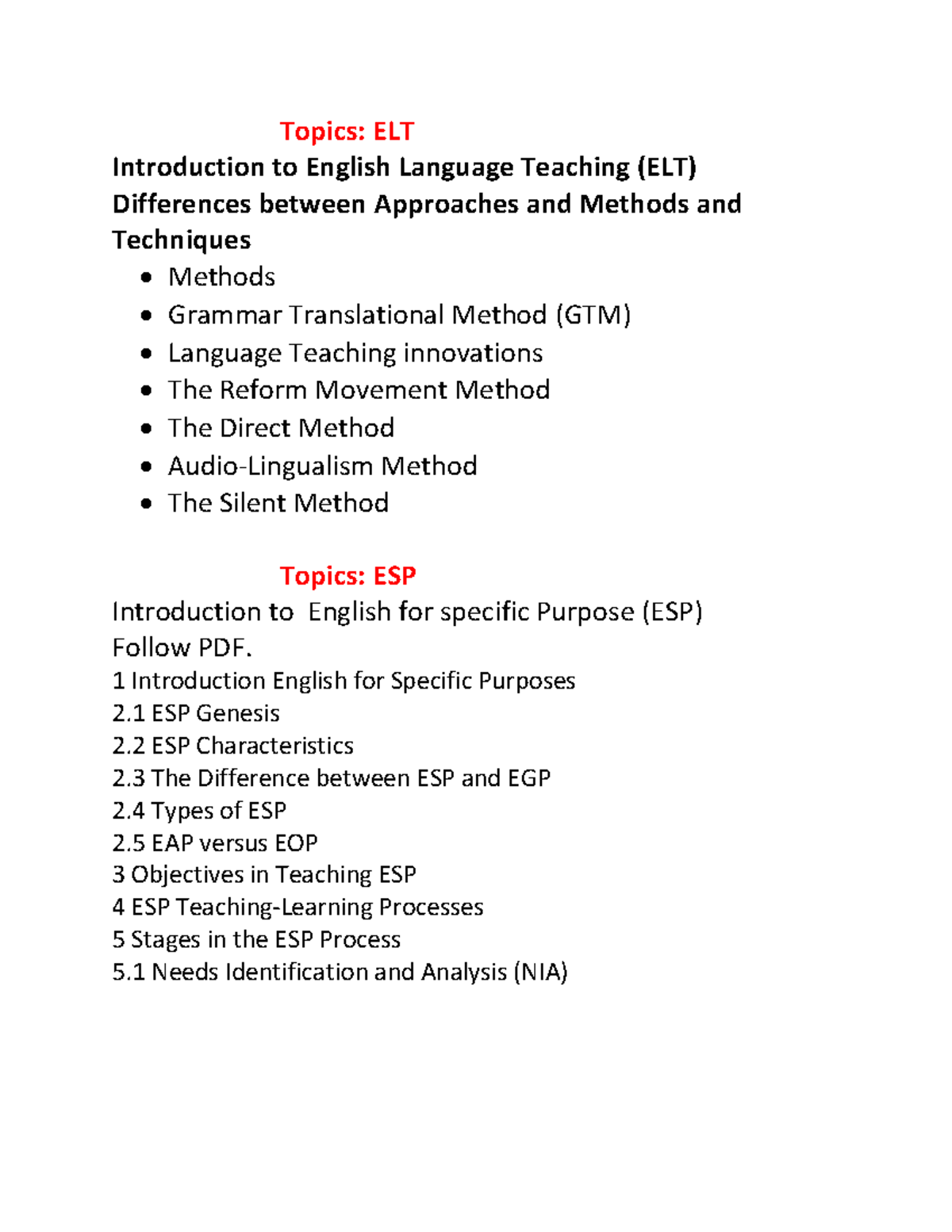 Topic - Topics: ELT Introduction to English Language Teaching (ELT ...