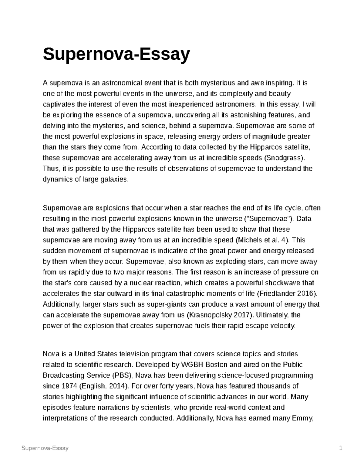 Supernova-Essay - Essays - Supernova-Essay 1 Supernova-Essay A ...