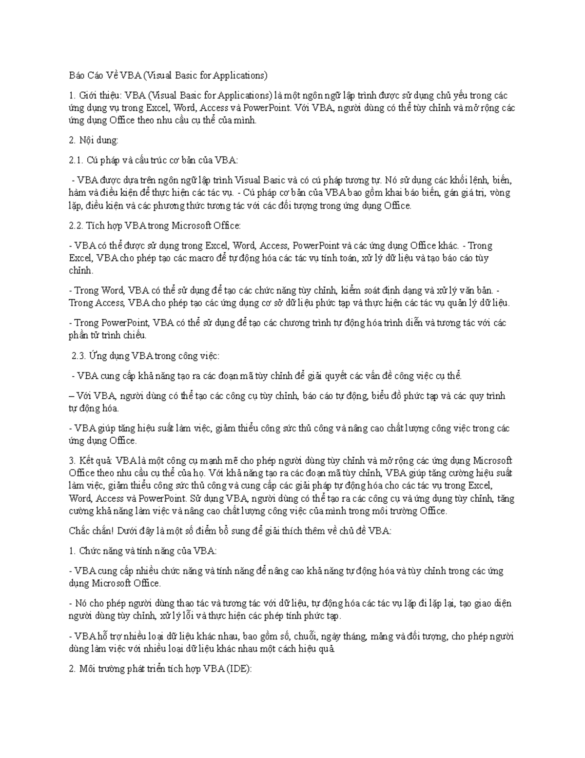 Nd Vba Nội Dung Bài Vba Trong Excel Báo Cáo Về Vba Visual Basic For Applications Giới