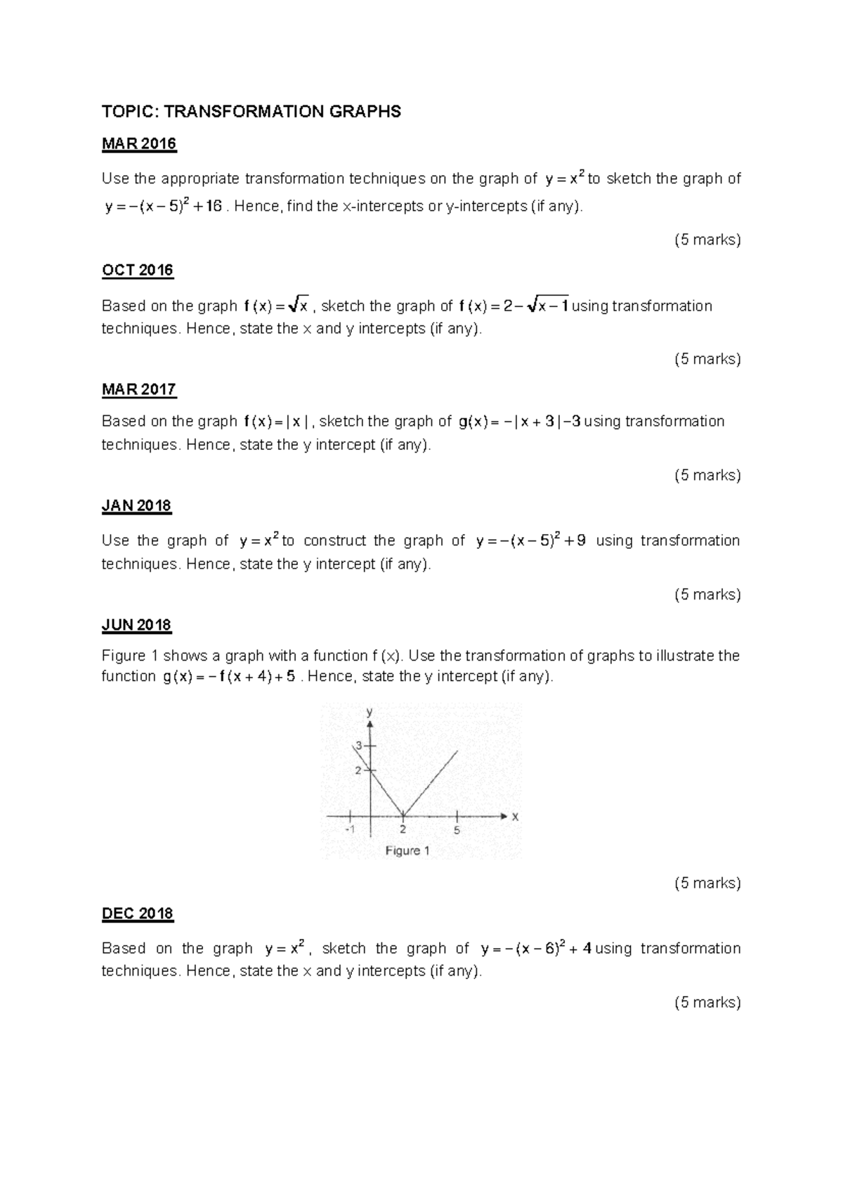 Chapter 2 Transformation Graphs - TOPIC: TRANSFORMATION GRAPHS MAR 2016 ...