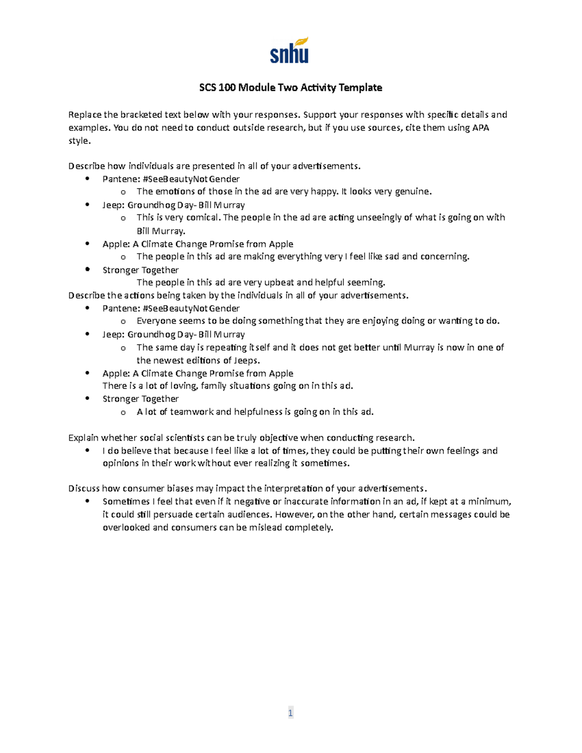 SCS 100 Module Two Activity finished - SCS 100 Module Two Activity ...