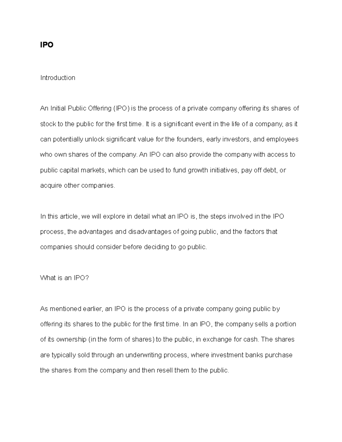 IPO - The general overview of what an IPO is and what it stands for ...