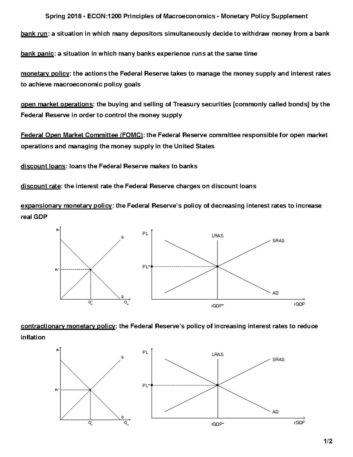 Monetary Policy Supplement - Warning: TT: undefined function: 32 Spring 2018 • ECON:1200 ...