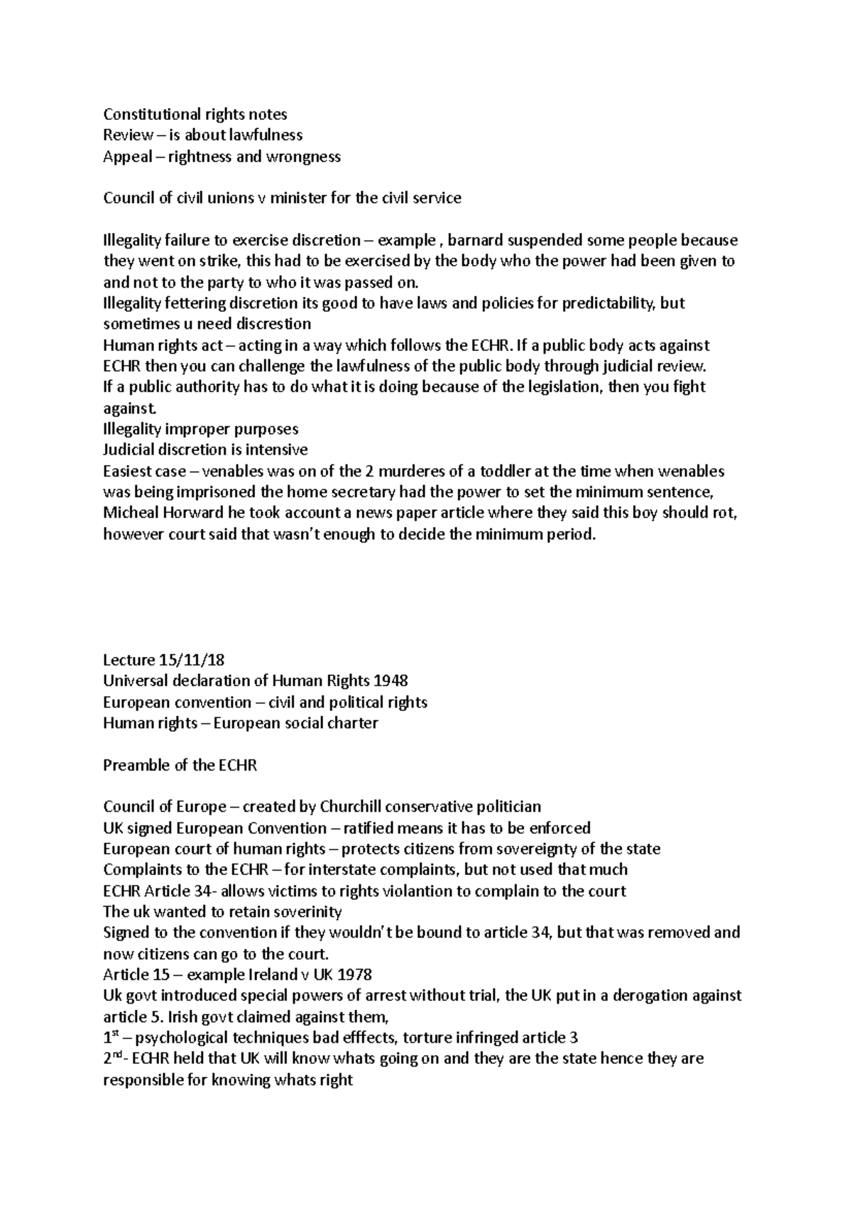 Constitutional rights notes - Constitutional rights notes Review – is ...