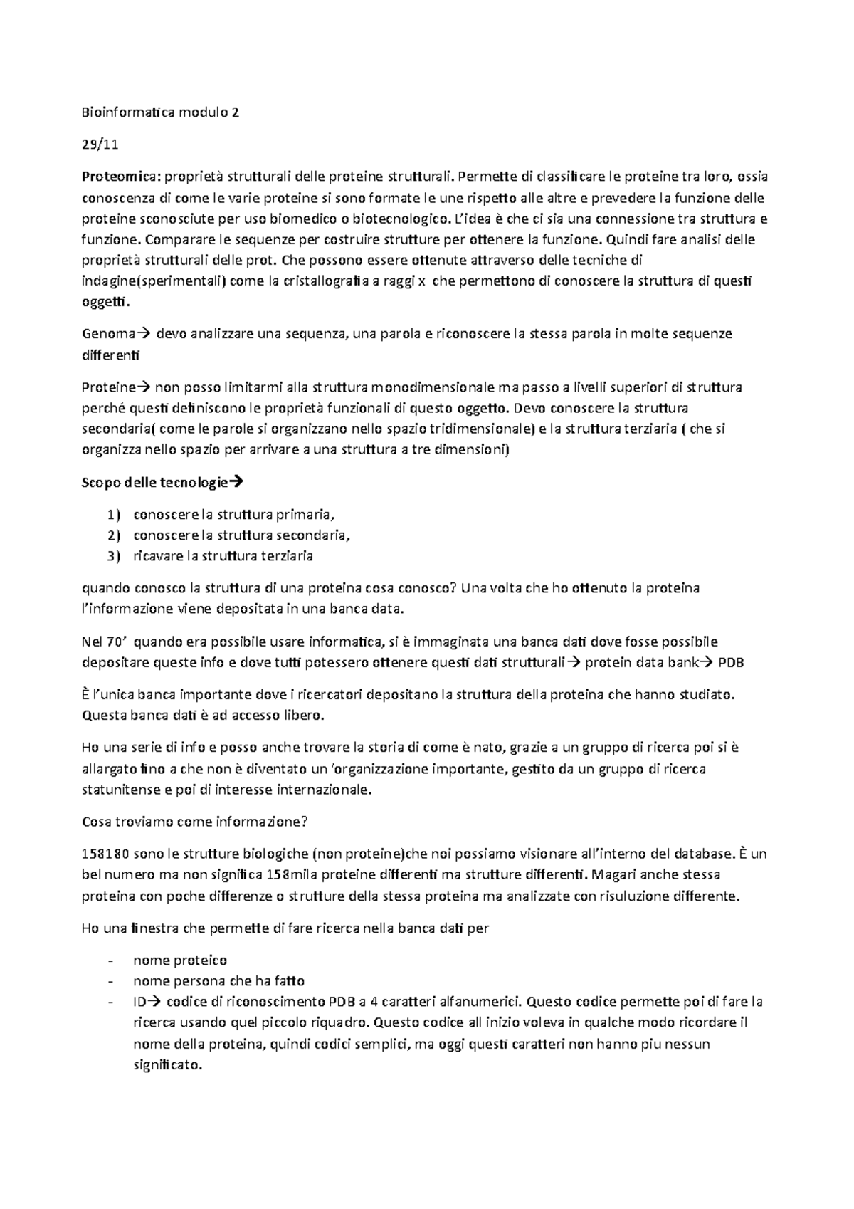 Prima lezione - Bioinformatica modulo 2 29/ Proteomica: proprietà ...