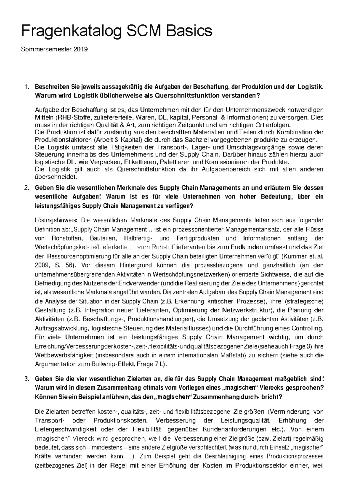 Supply Chain Management Fragenkatalog - Warning: TT: undefined function: 32 Fragenkatalog SCM ...