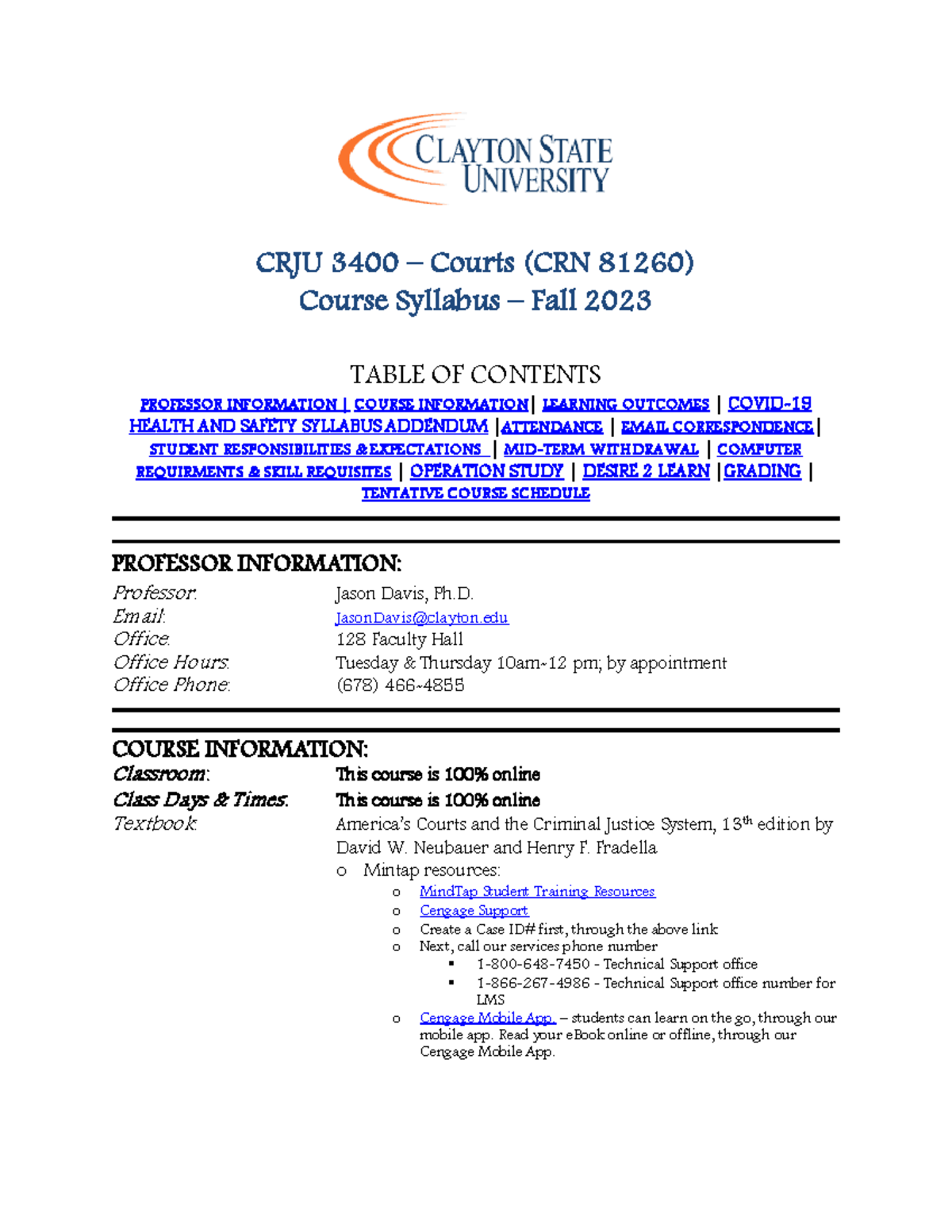 Courts Syllabus FA 2023 - CRJU 3400 – Courts (CRN 81260 ) Course ...