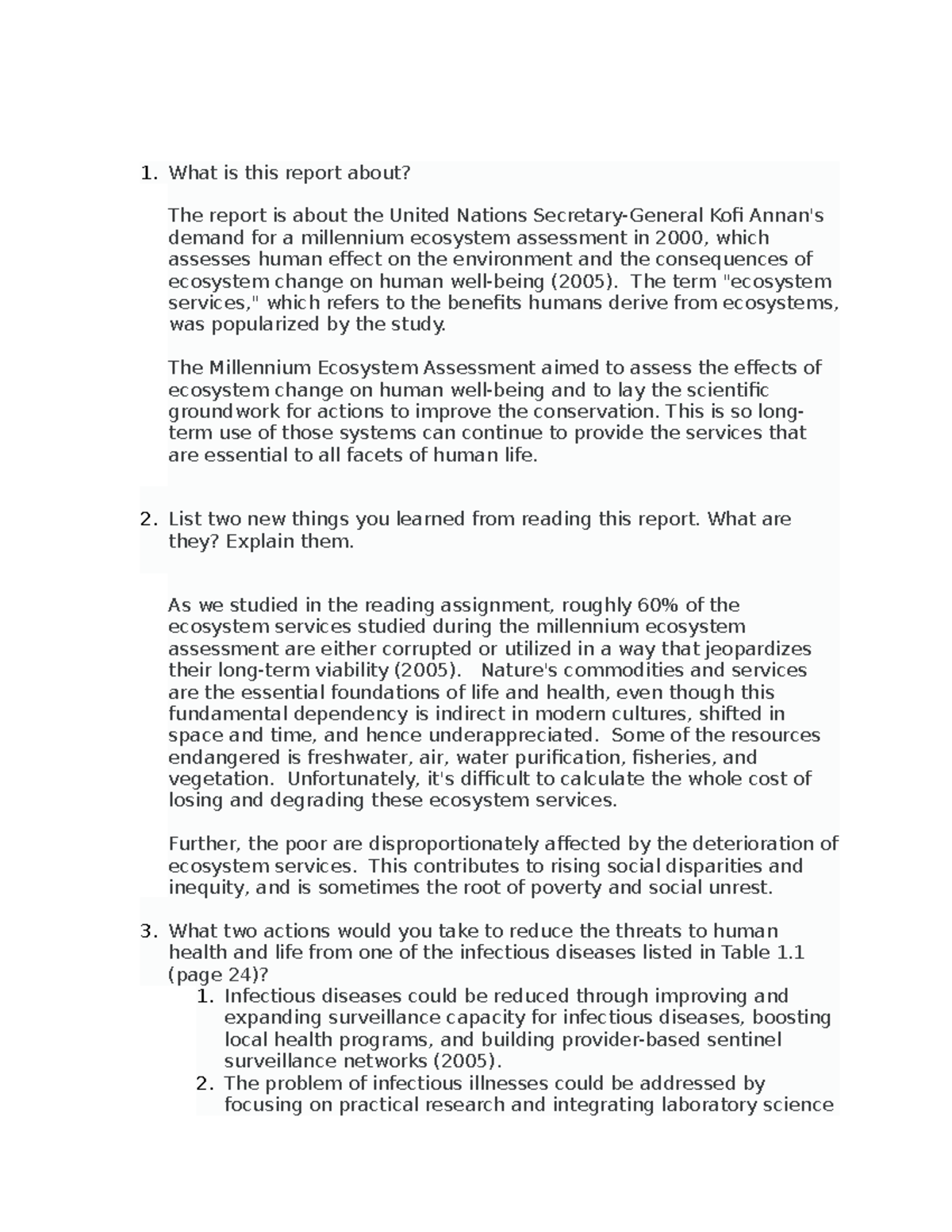 Environment Science Discussion Post week 4 - What is this report about ...