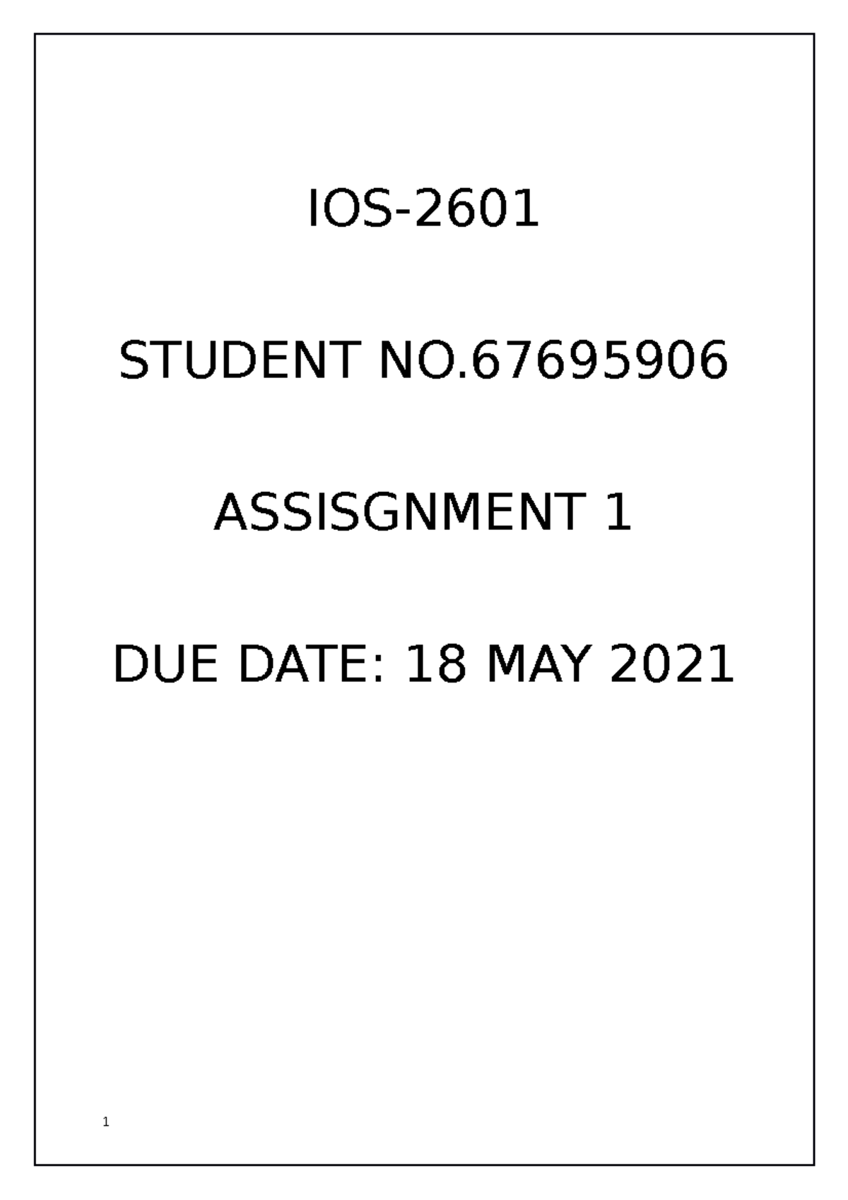 IOS 2601 assignment - IOS2601 - Unisa - Studocu